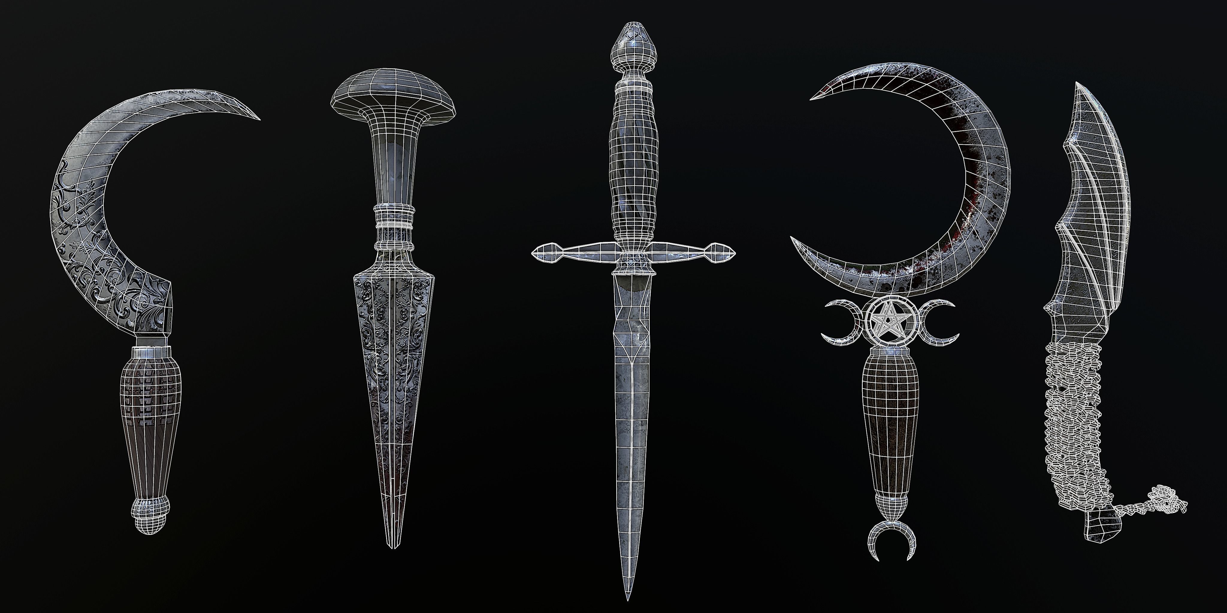 3D model Ritual knives VR / AR / low-poly | CGTrader