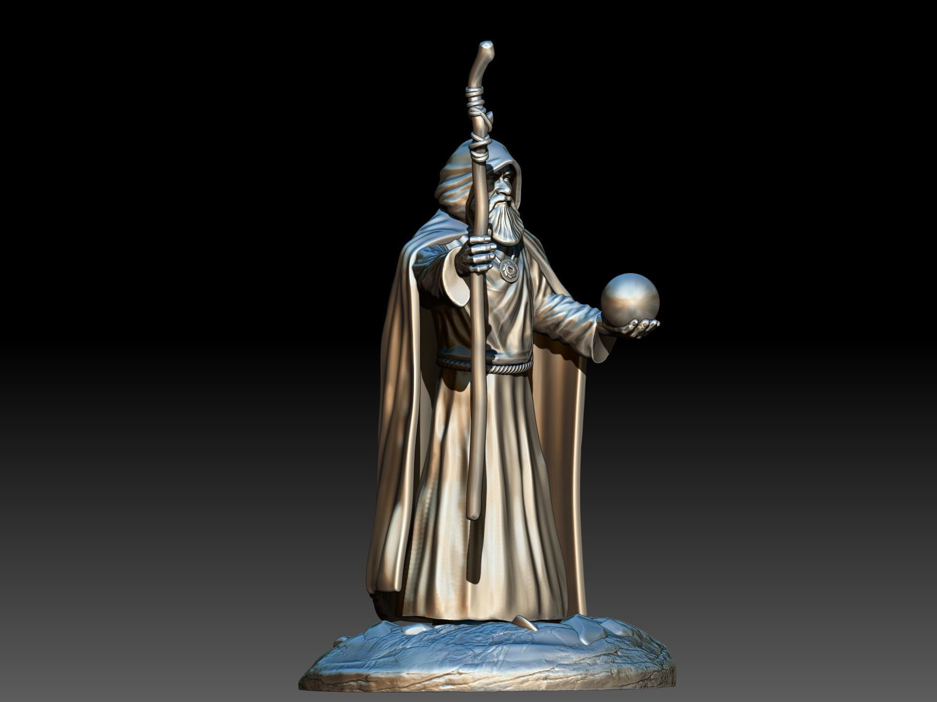 Wizard statue of holding ball 3D model 3D printable | CGTrader