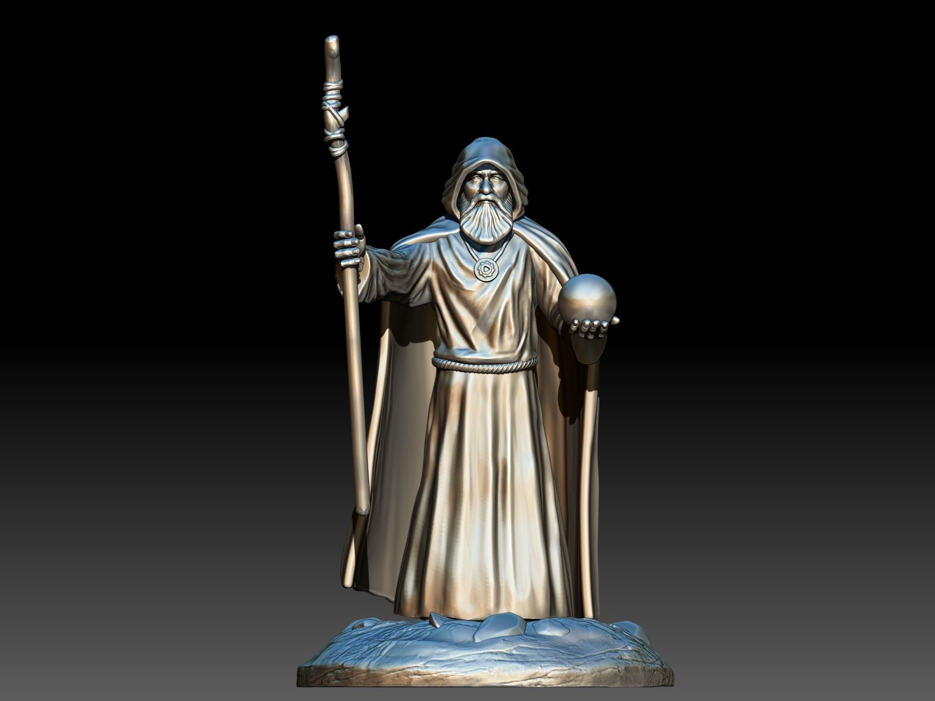 Wizard statue of holding ball 3D model 3D printable | CGTrader