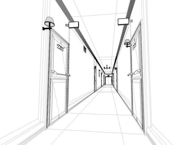 Fancy Hotel Corridor Ready to Render 3D Model 3DS FBX C4D DAE ...