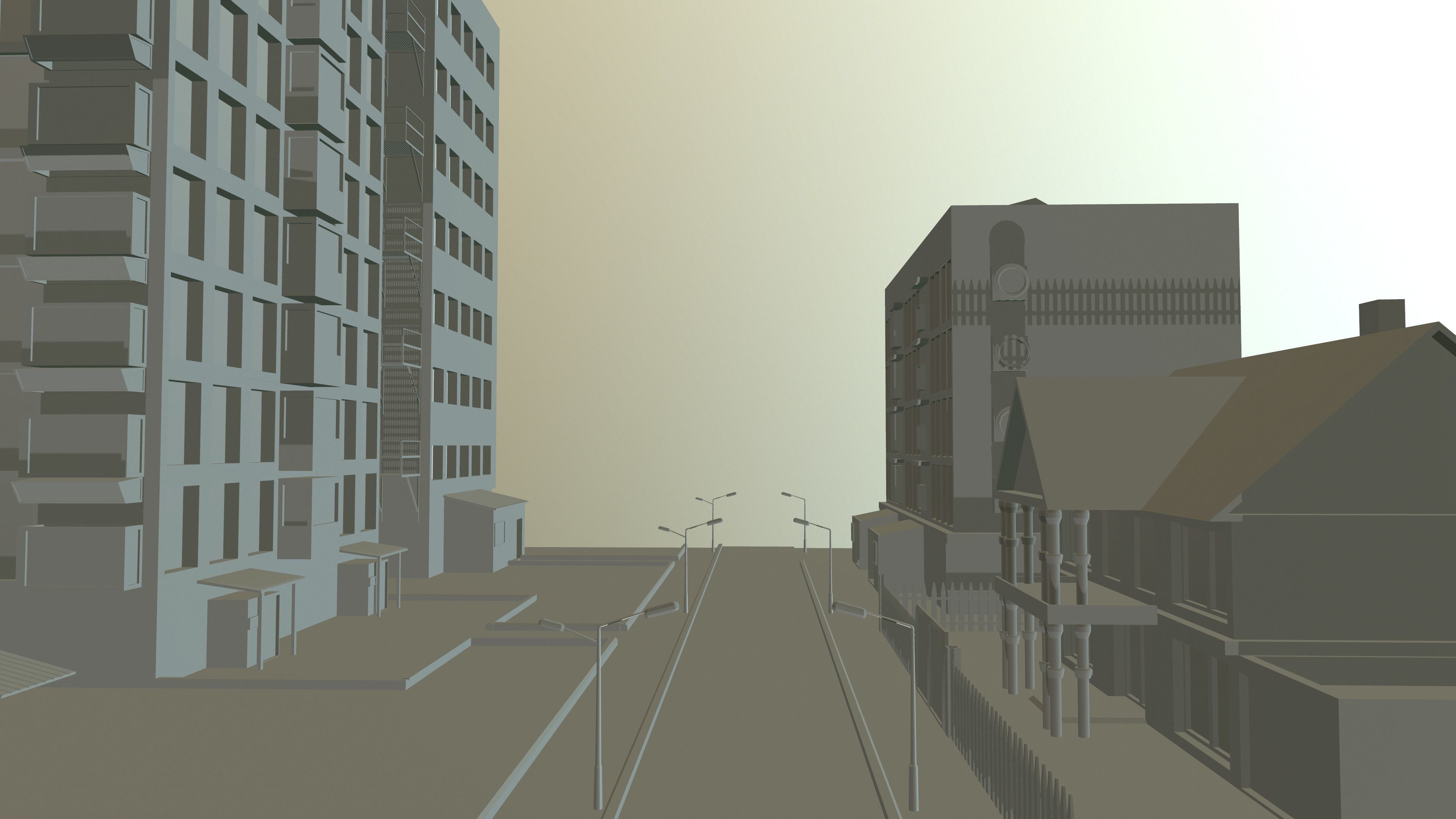 3D model small city block VR / AR / low-poly | CGTrader