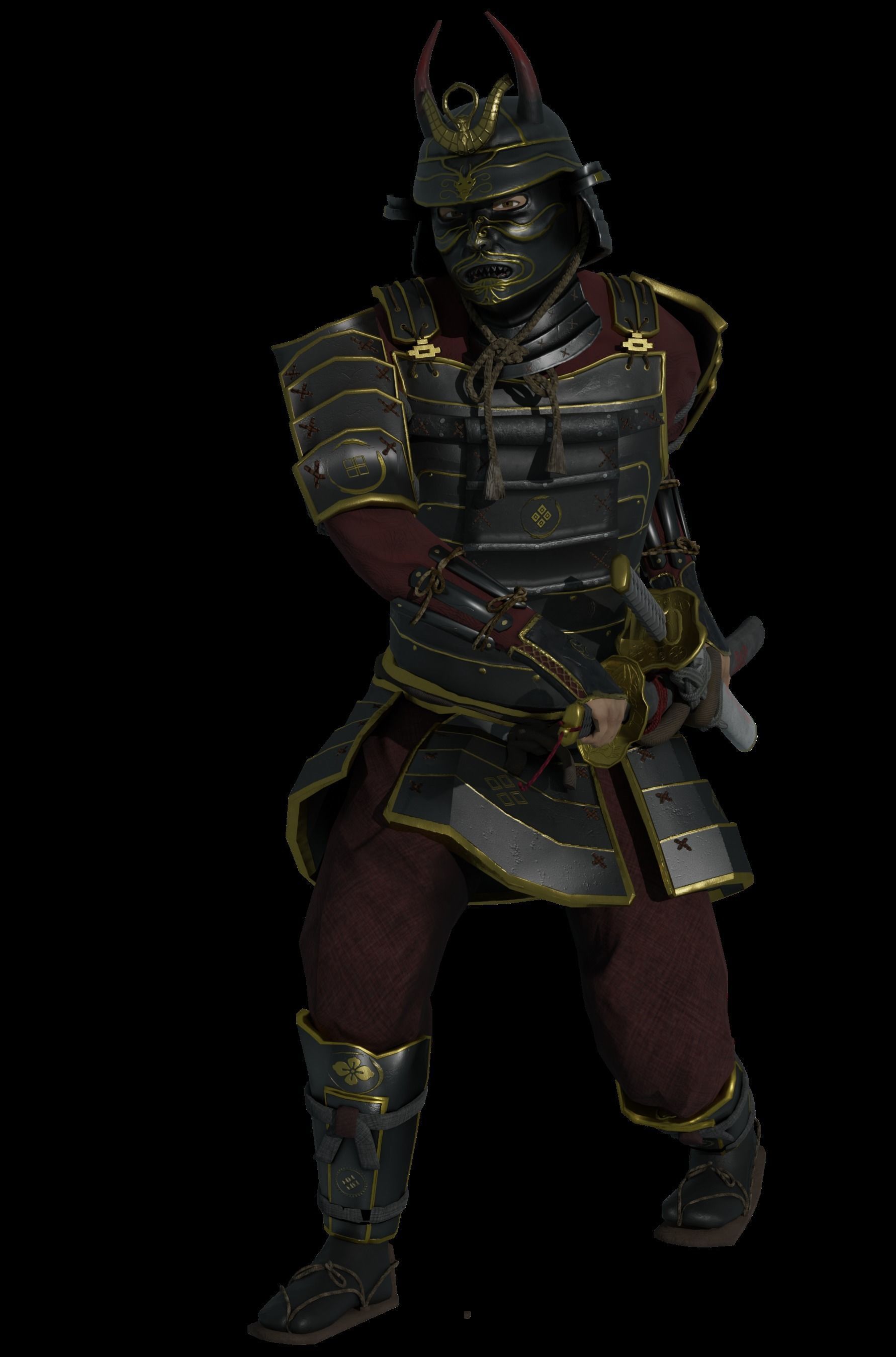 Samurai free VR / AR / low-poly 3D model animated rigged | CGTrader