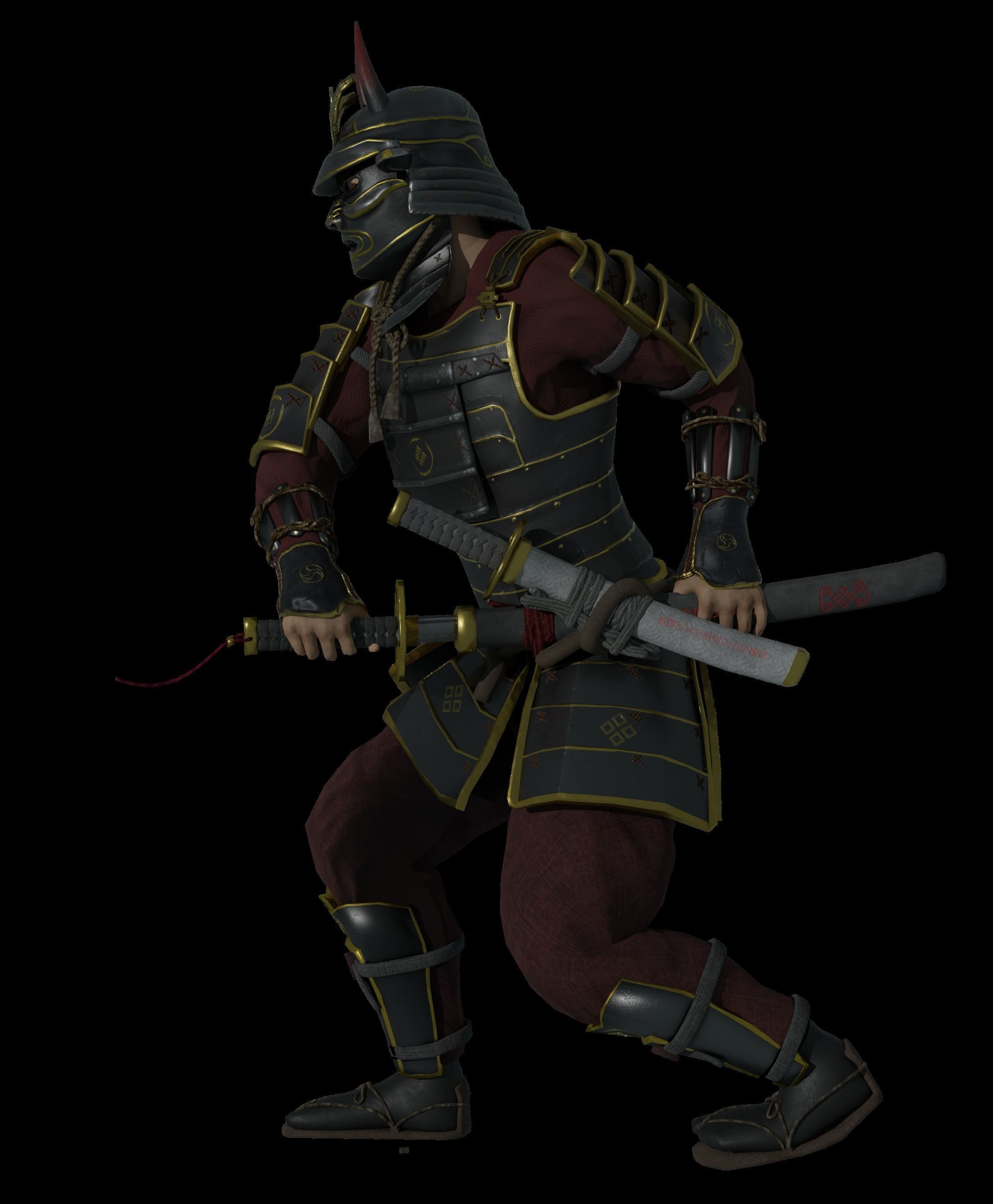 Samurai japanese free VR / AR / low-poly 3D model animated rigged ...