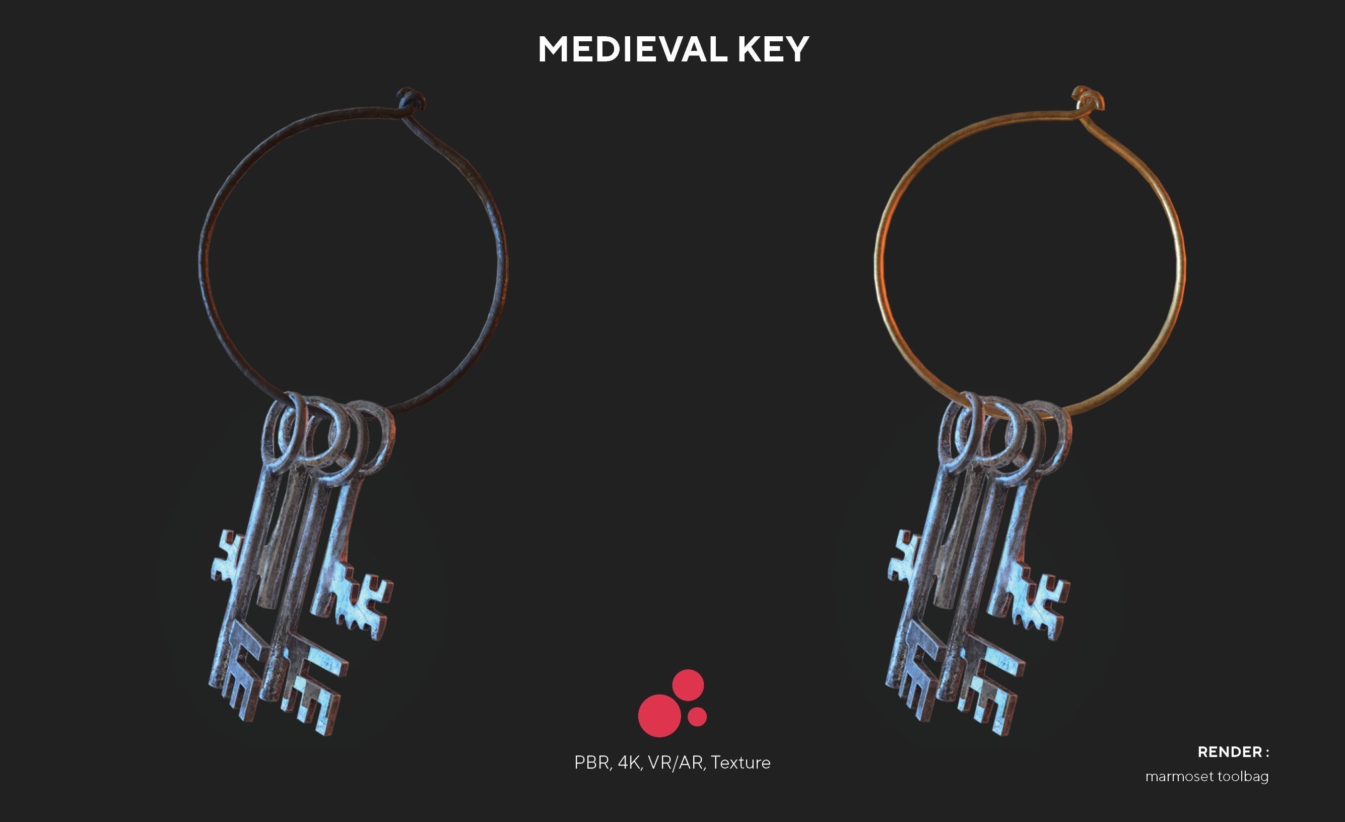 3D model Medieval Keys Set 01 AR low-poly 3D model VR / AR / low-poly ...