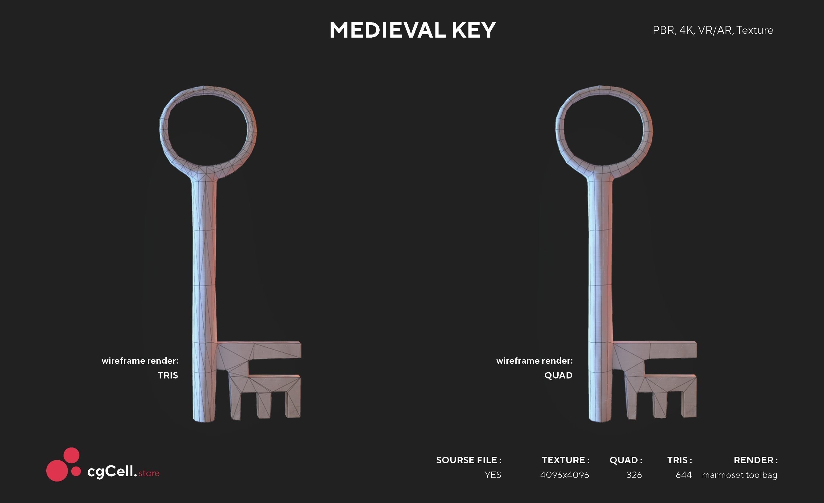 3D model Medieval Keys Set 01 AR low-poly 3D model VR / AR / low-poly ...