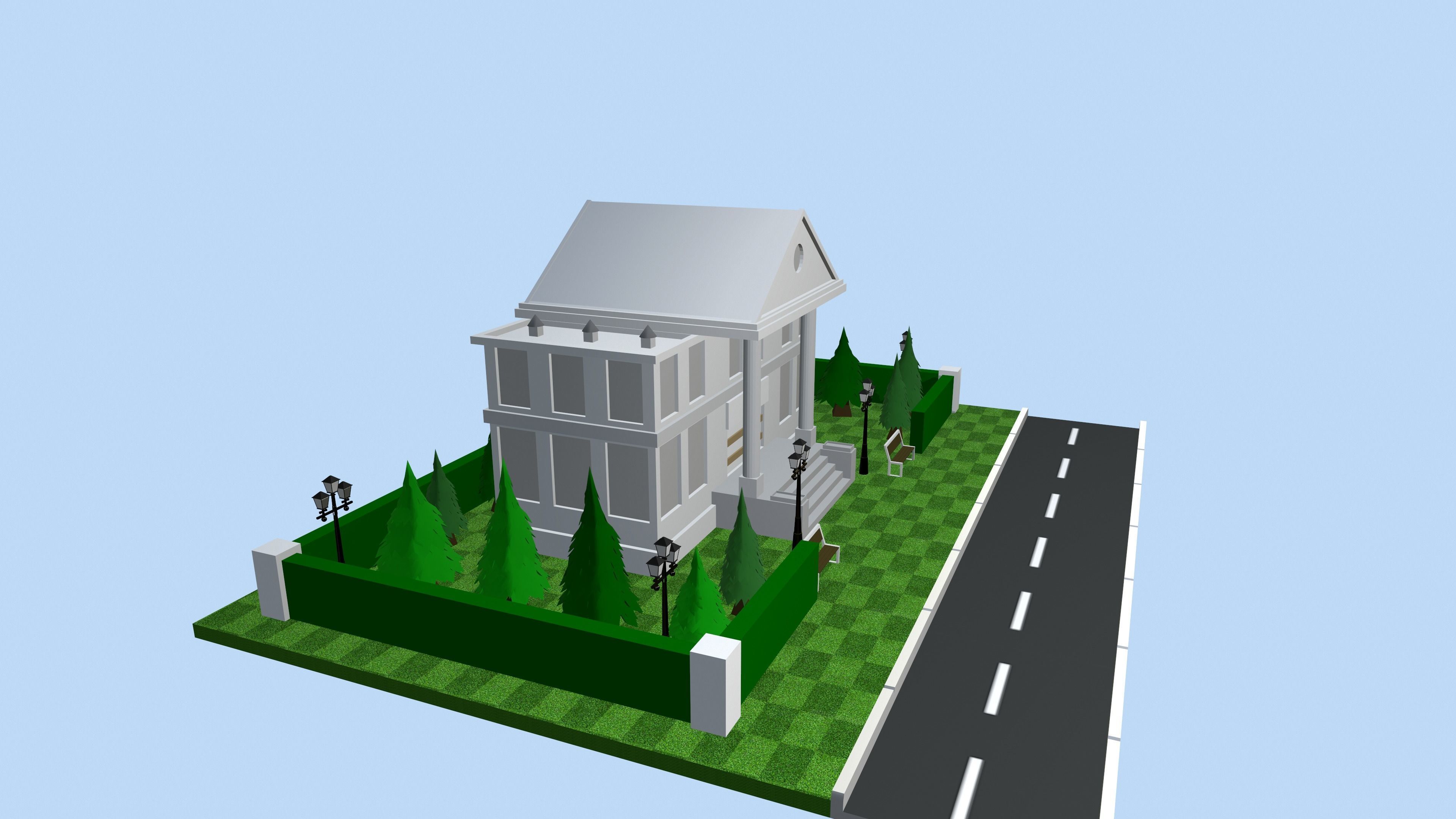 3D model land plot with a school VR / AR / low-poly | CGTrader