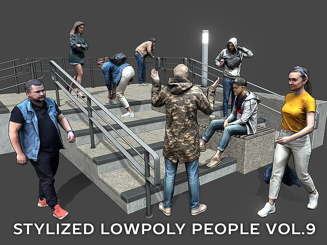 3D model Stylized Lowpoly People Casual Pack Volume 9 VR / AR / low ...