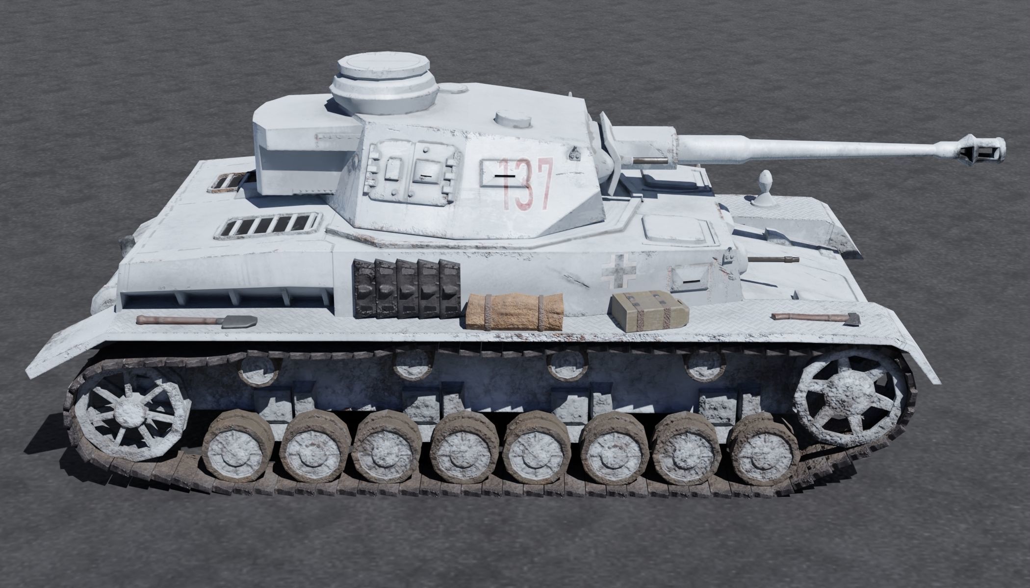 3D model Panzer IV German WW2 tank low poly PBR VR / AR / low-poly ...