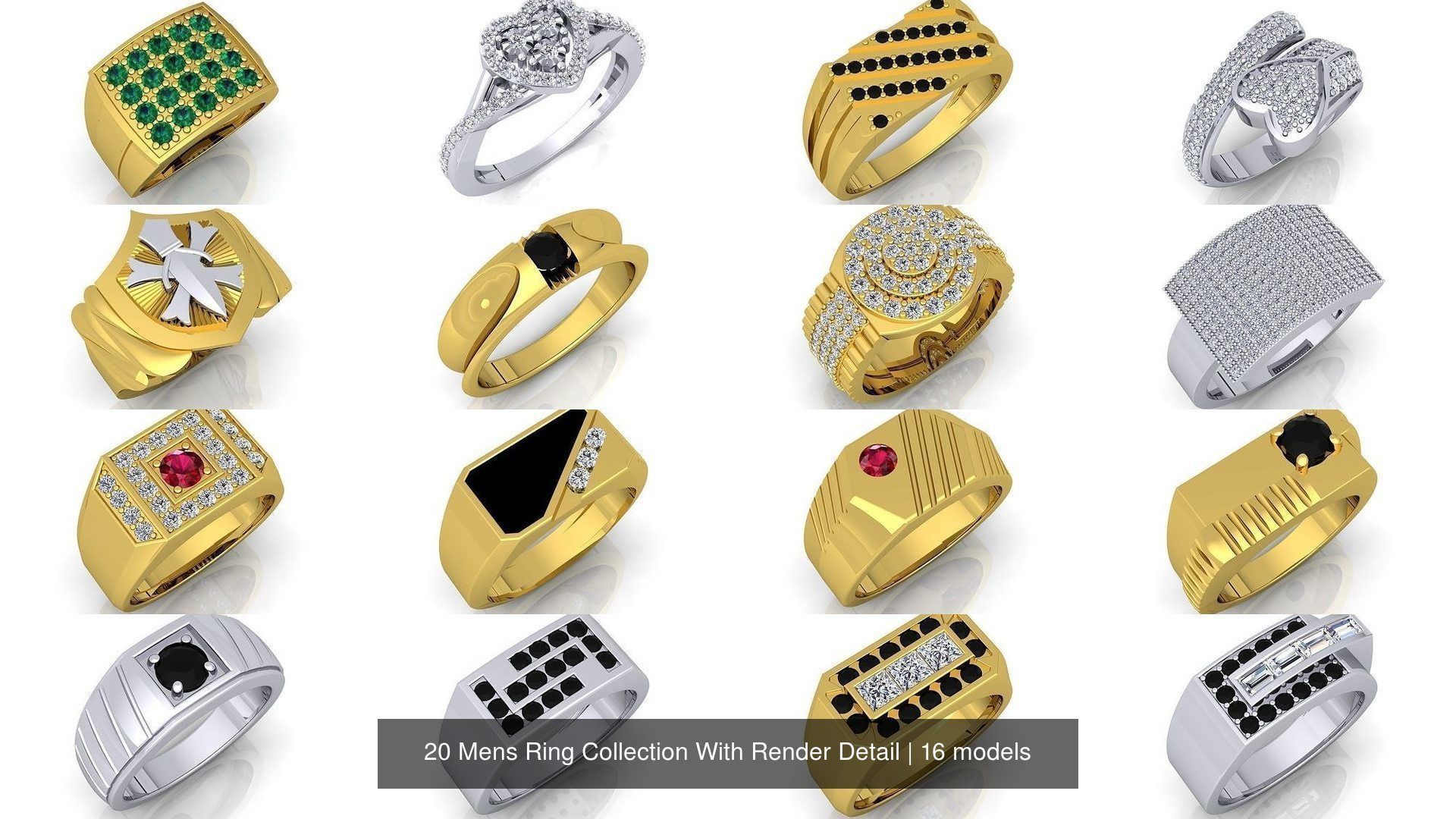 20 Mens Ring Collection With Render Detail | CGTrader