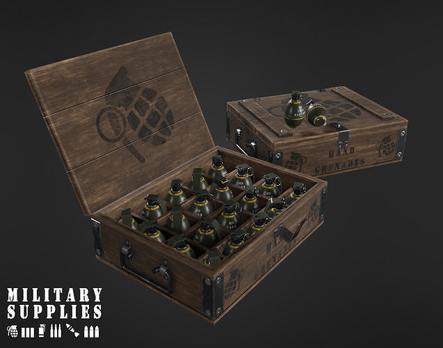 3D model Military Supplies Pack - Grenade Boxes VR / AR / low-poly ...