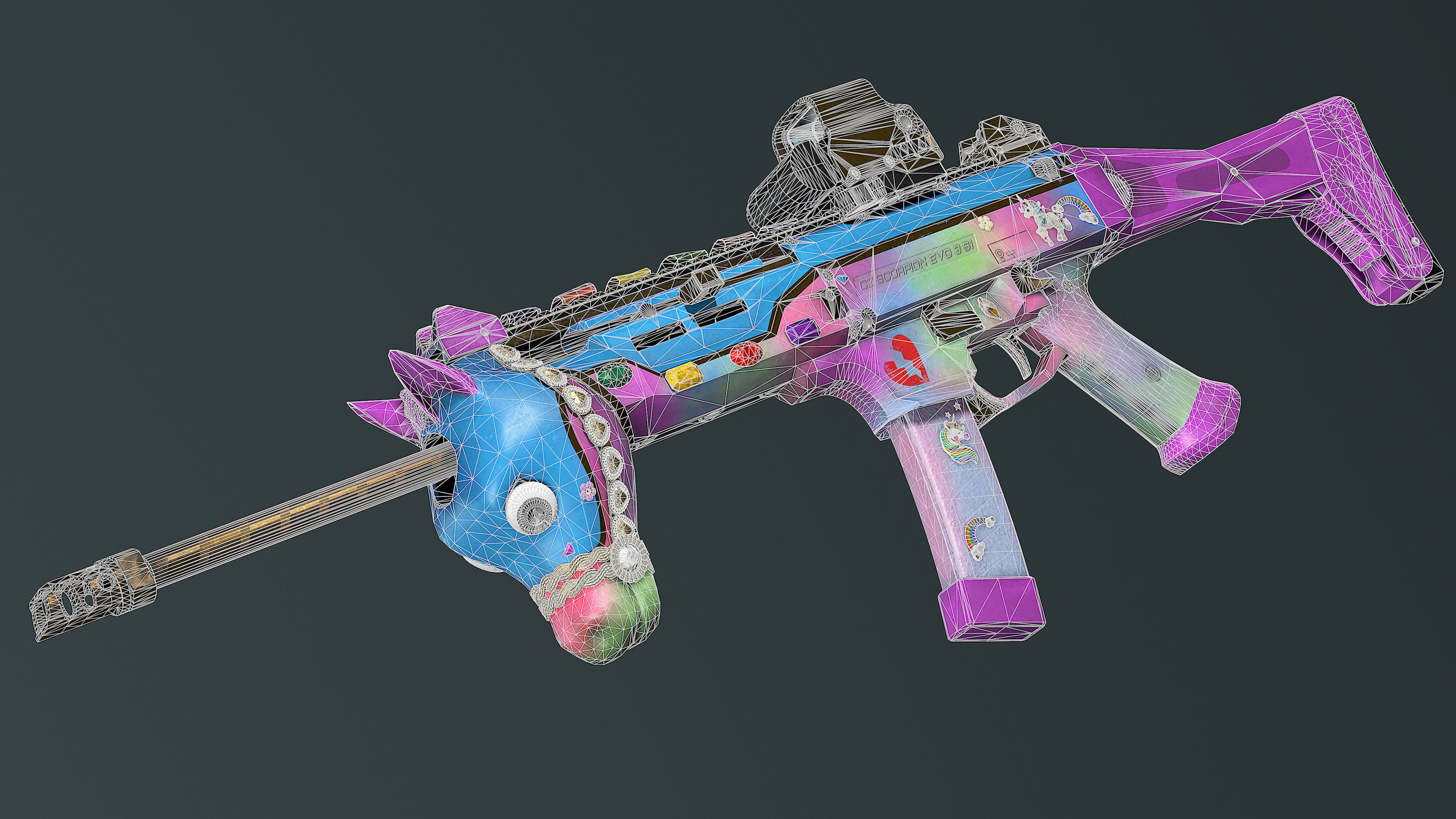 3D model CZ Scorpion EVO 3 Unicorn VR / AR / low-poly | CGTrader