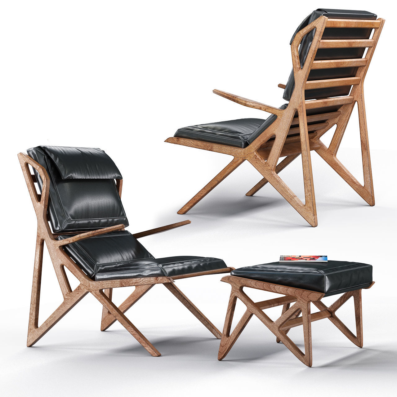 Triangle Armchair and Foot Rest 3D model | CGTrader