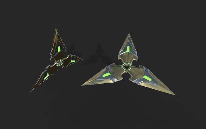 3D model Shuriken two spaceships flying in air VR / AR / low-poly ...