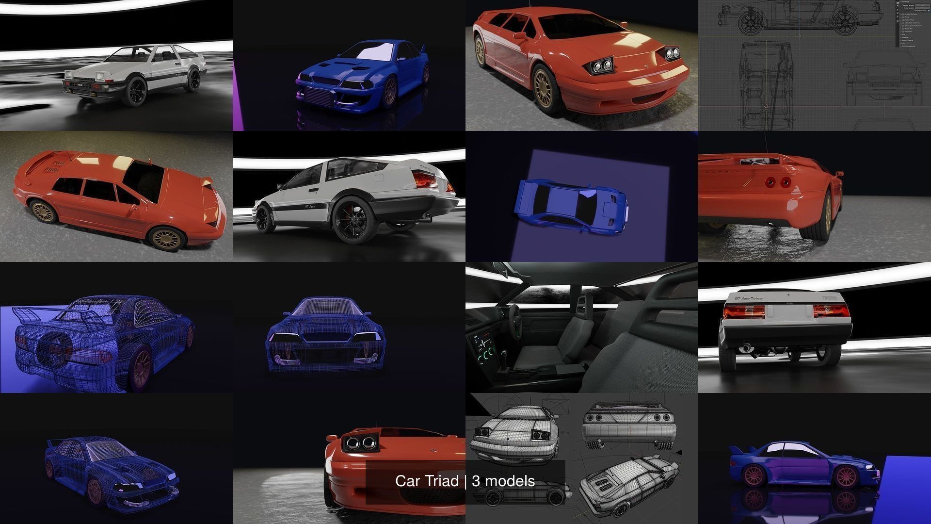 3D Model Collection Car Triad VR / AR / low-poly | CGTrader