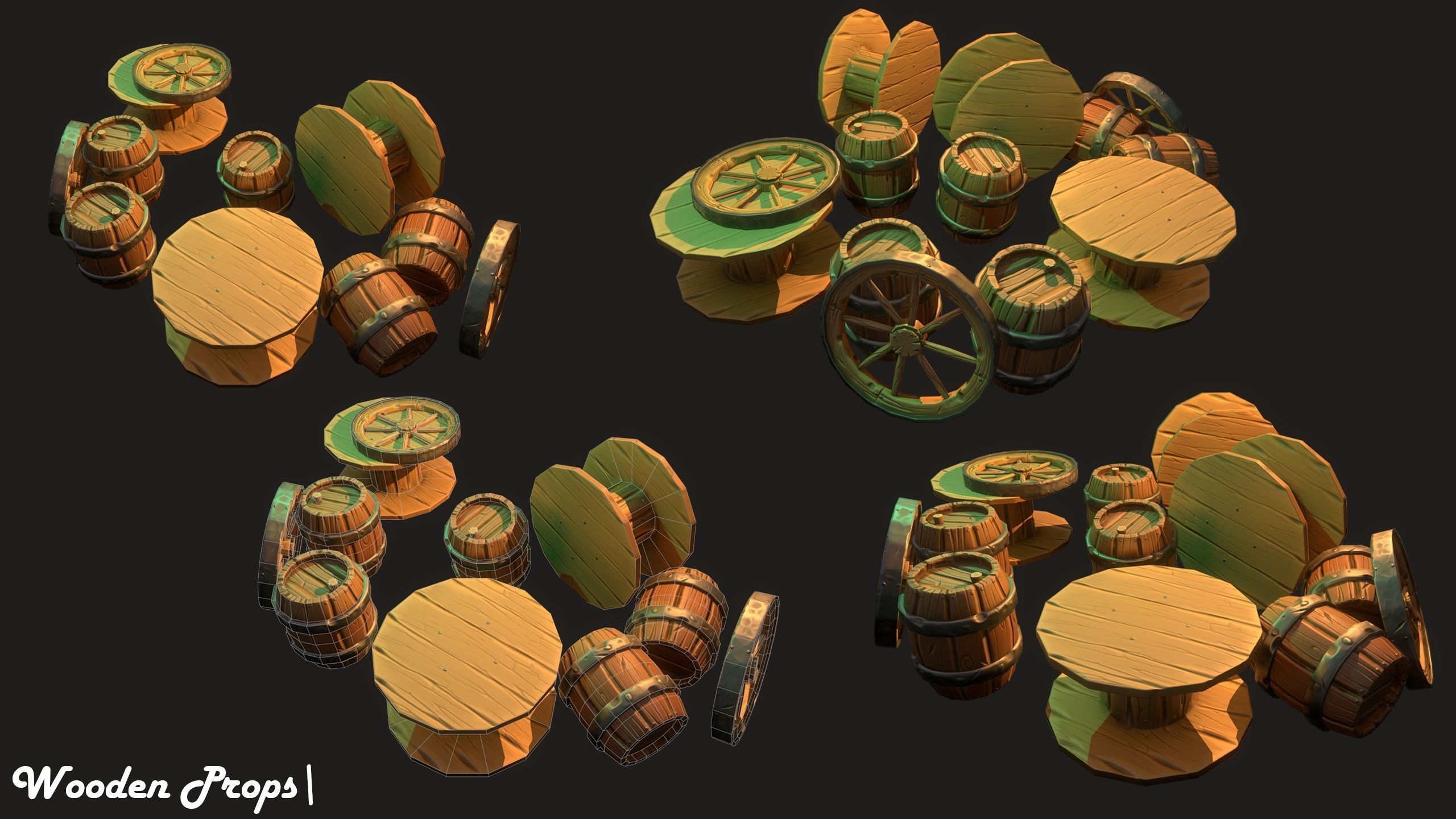3D model Stylized Wooden Props VR / AR / low-poly | CGTrader