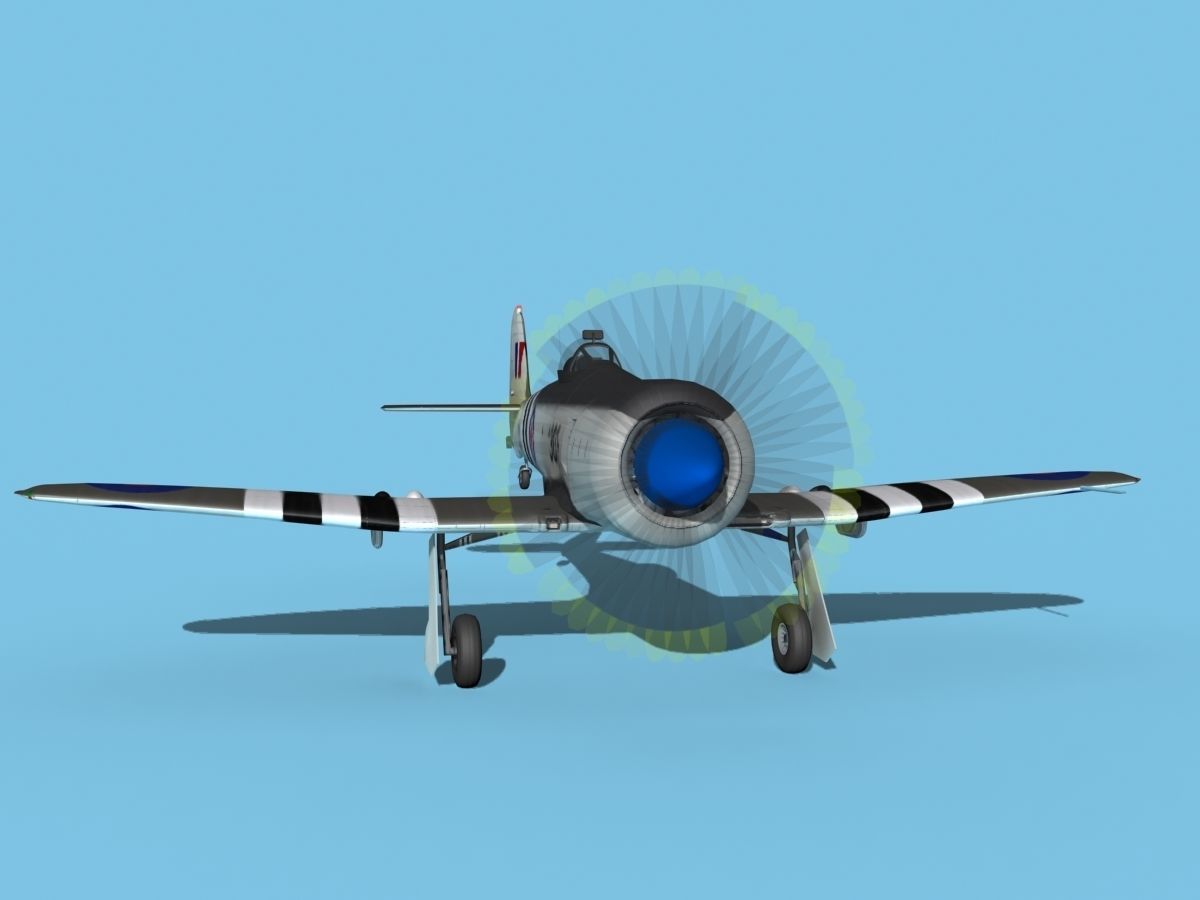 Hawker Sea Fury V14 RCAF 3D model animated rigged | CGTrader