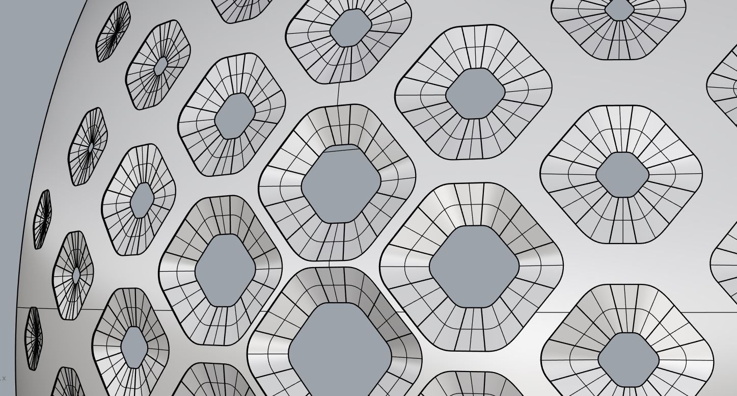 Algorithm of grasshopper hexagonal pattern on a surface 3D model rigged ...