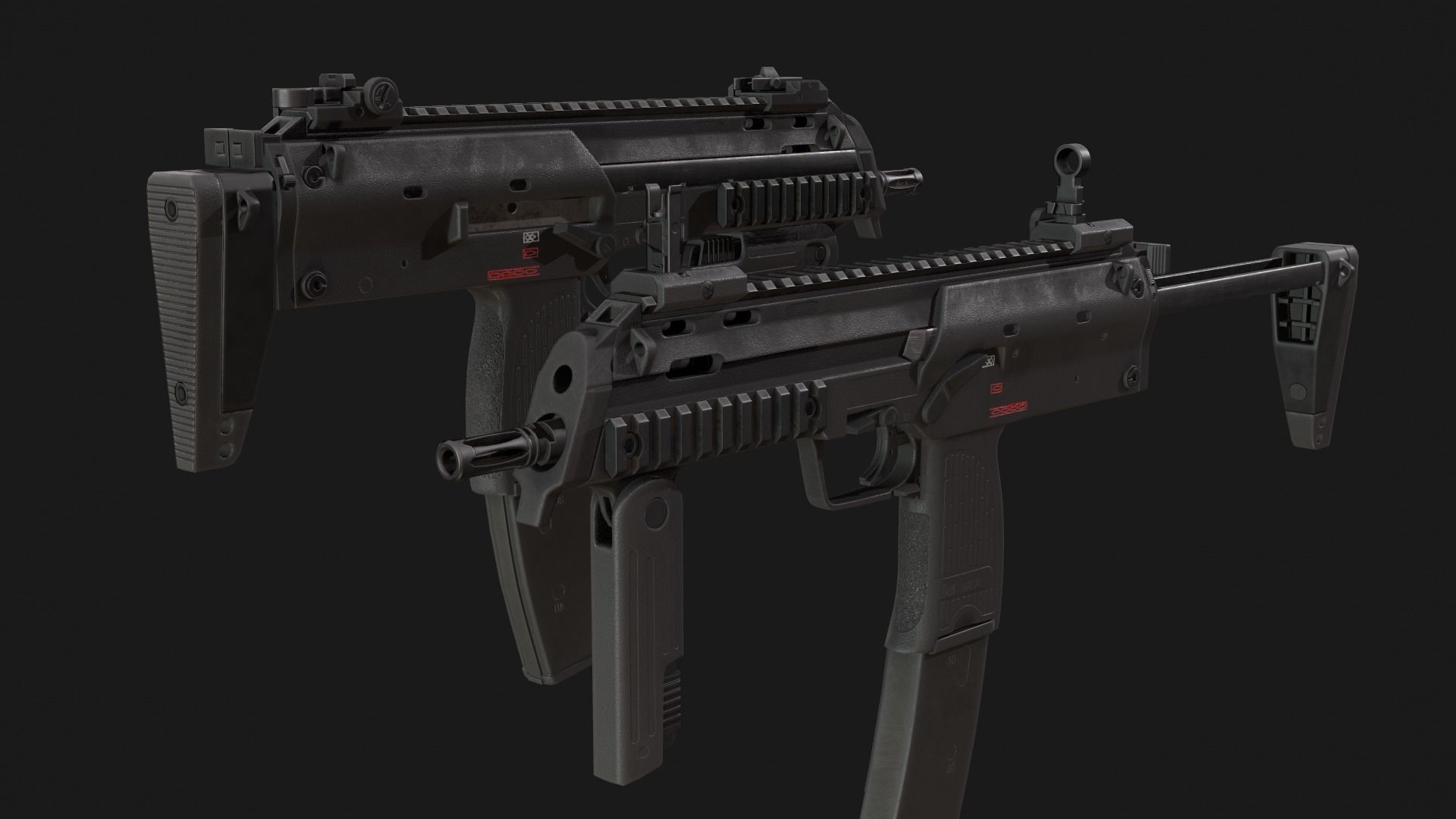3D model MP7 Submachine gun VR / AR / low-poly MAX OBJ FBX