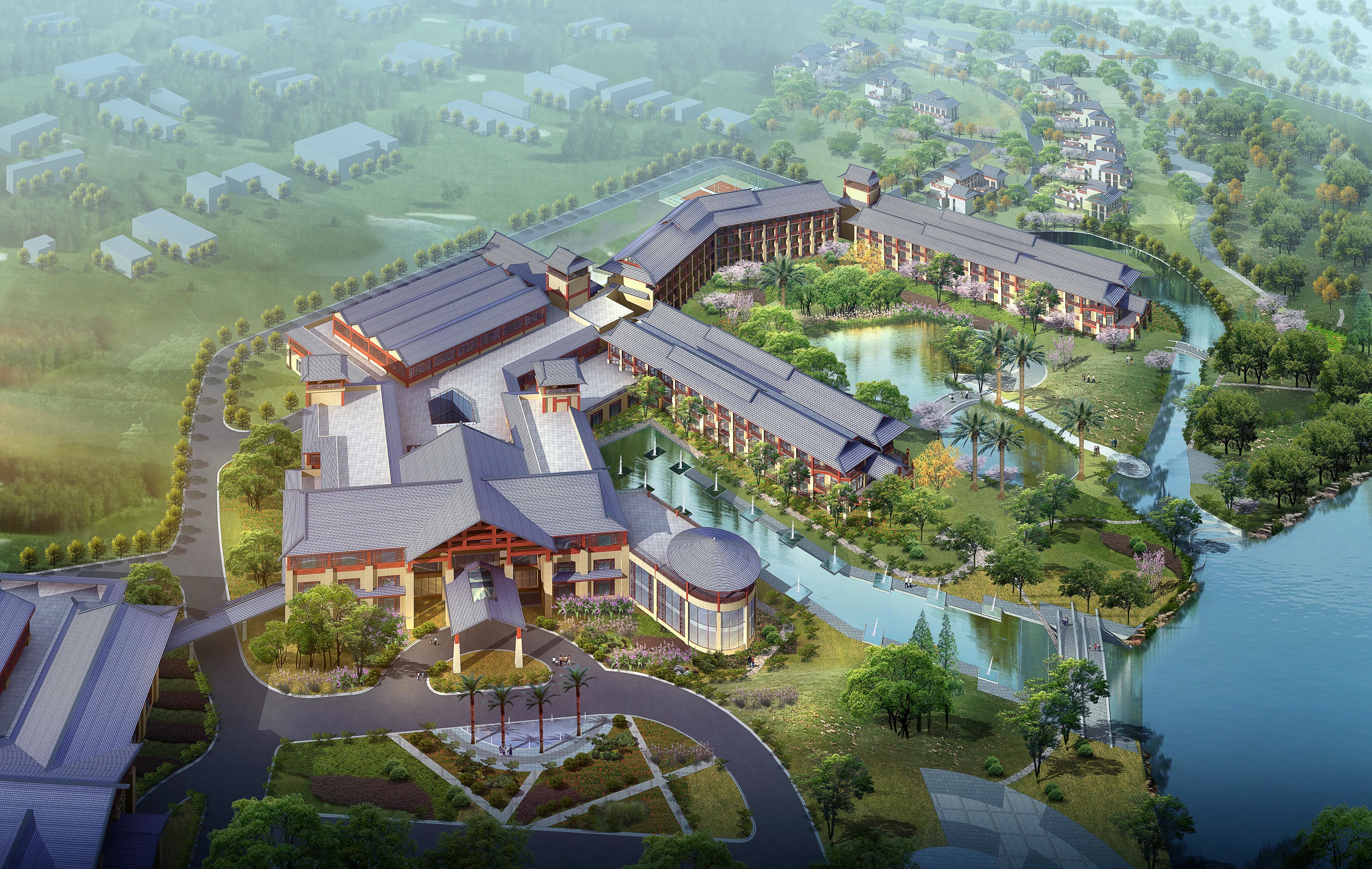 3D model Architectural rendering Birds eye view of the