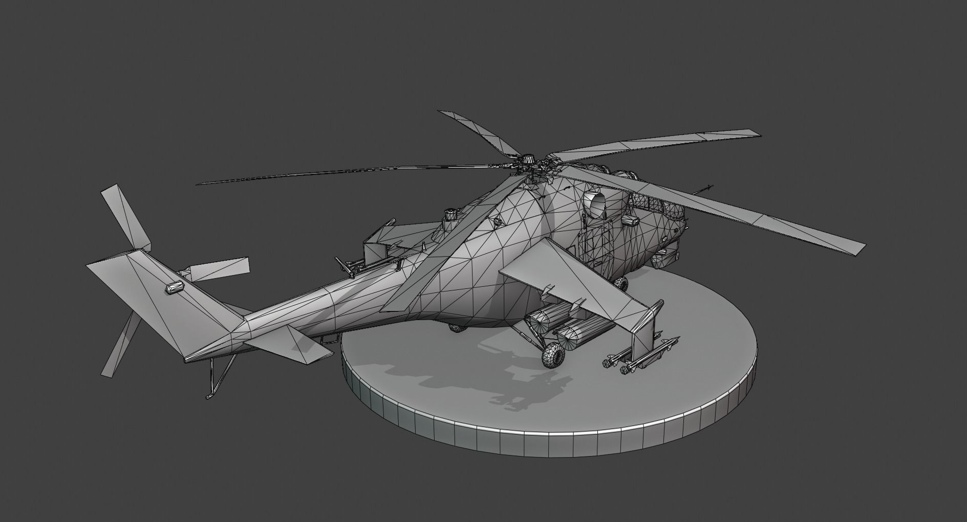 3D model Post-Apo Mi-24 Attack Helicopter VR / AR / low-poly | CGTrader