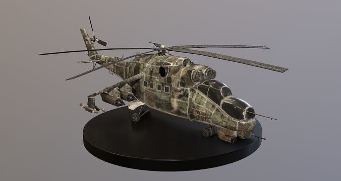 3D model Post-Apo Mi-24 Attack Helicopter VR / AR / low-poly | CGTrader