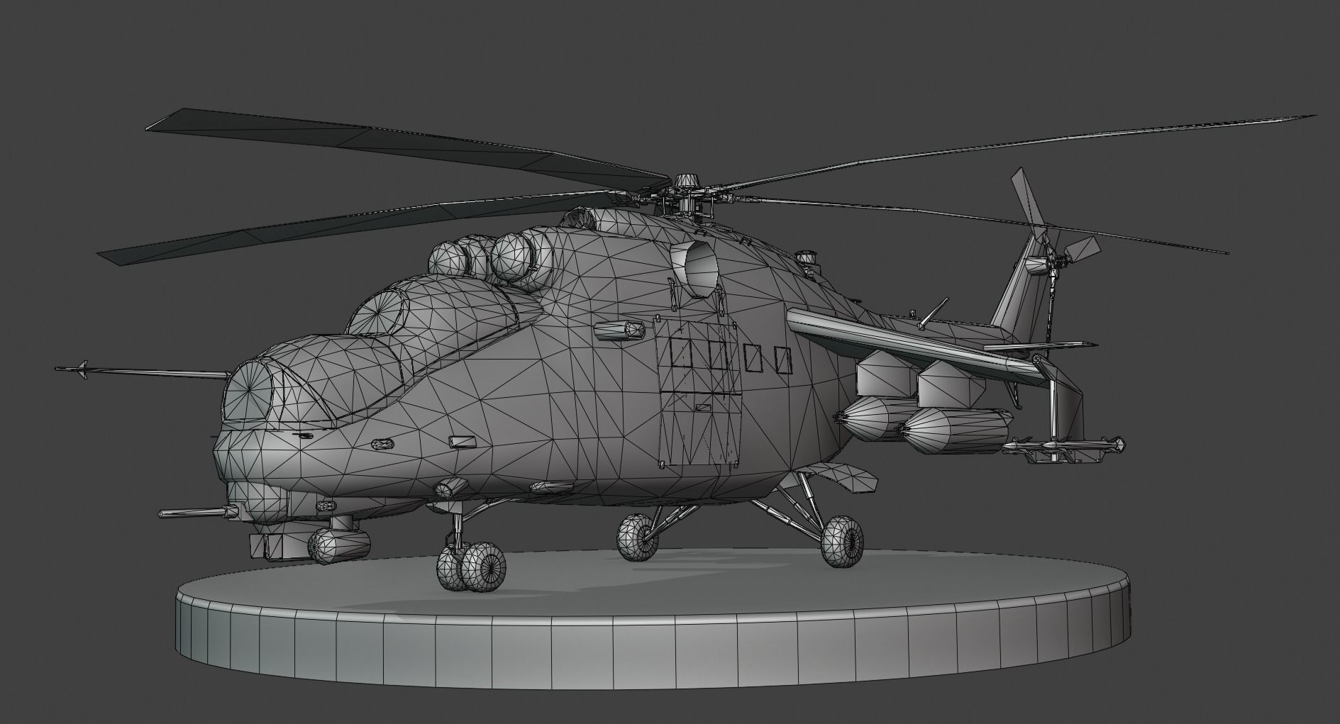 3D model Post-Apo Mi-24 Attack Helicopter VR / AR / low-poly | CGTrader