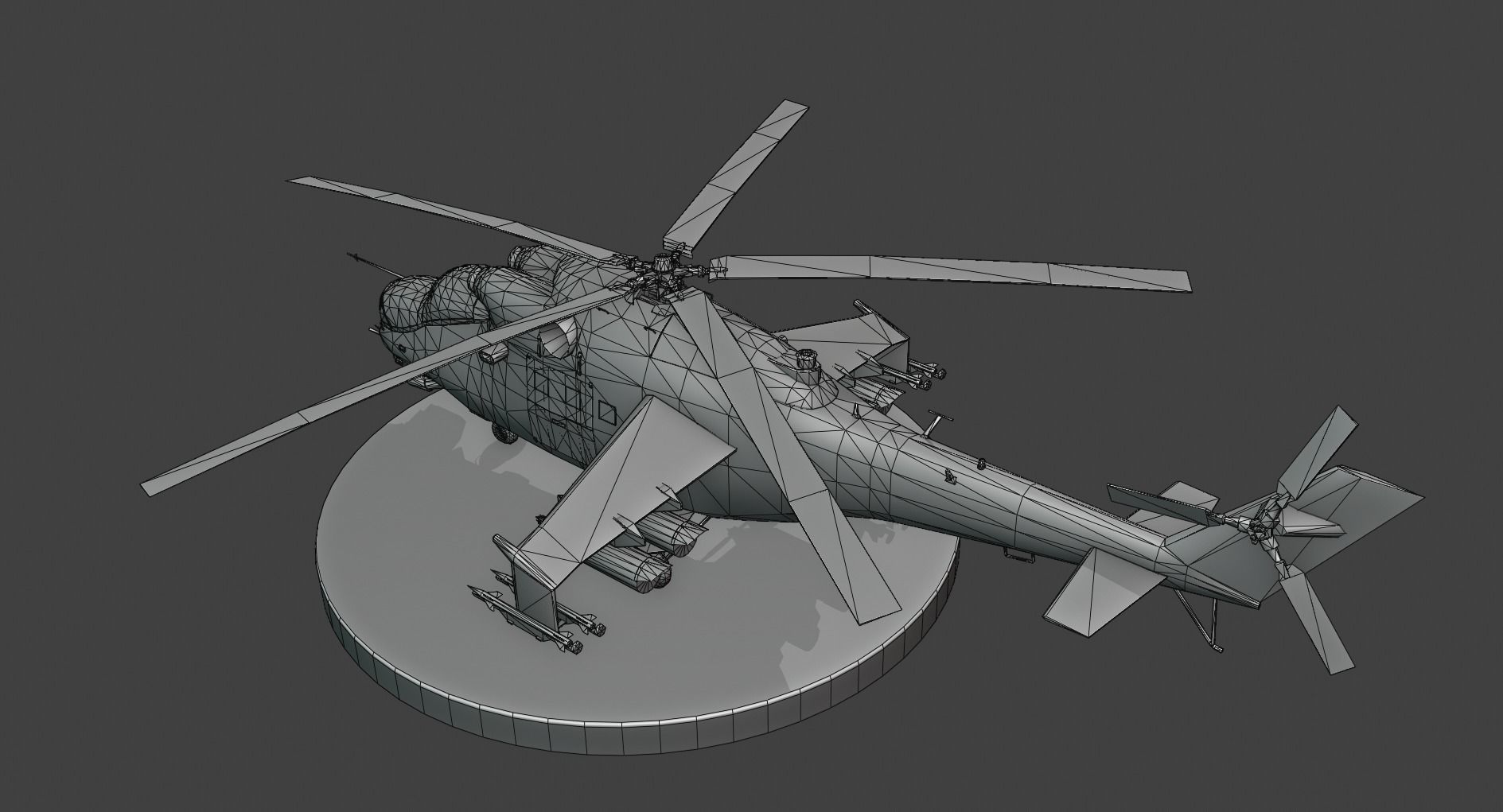 3D model Post-Apo Mi-24 Attack Helicopter VR / AR / low-poly | CGTrader
