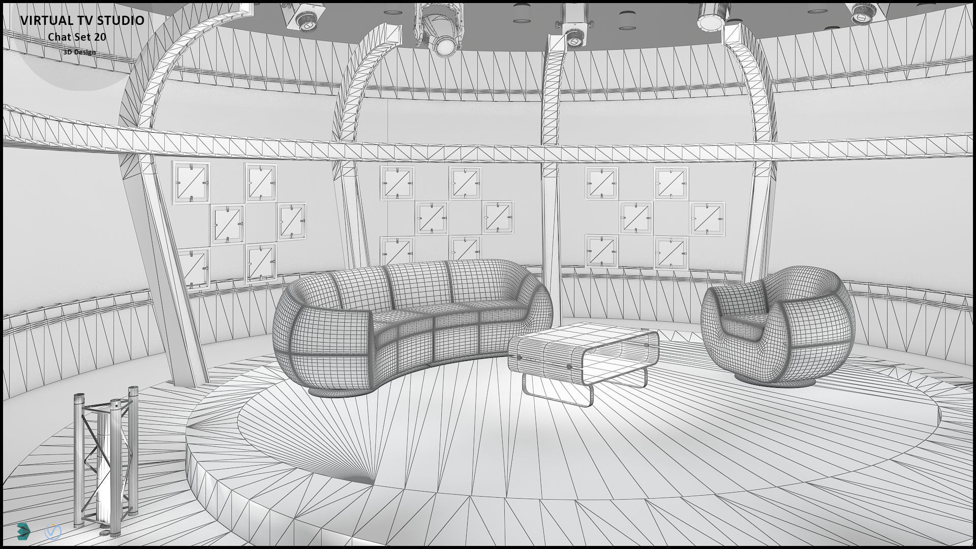 Virtual TV Studio Chat Set 20 3D model | CGTrader