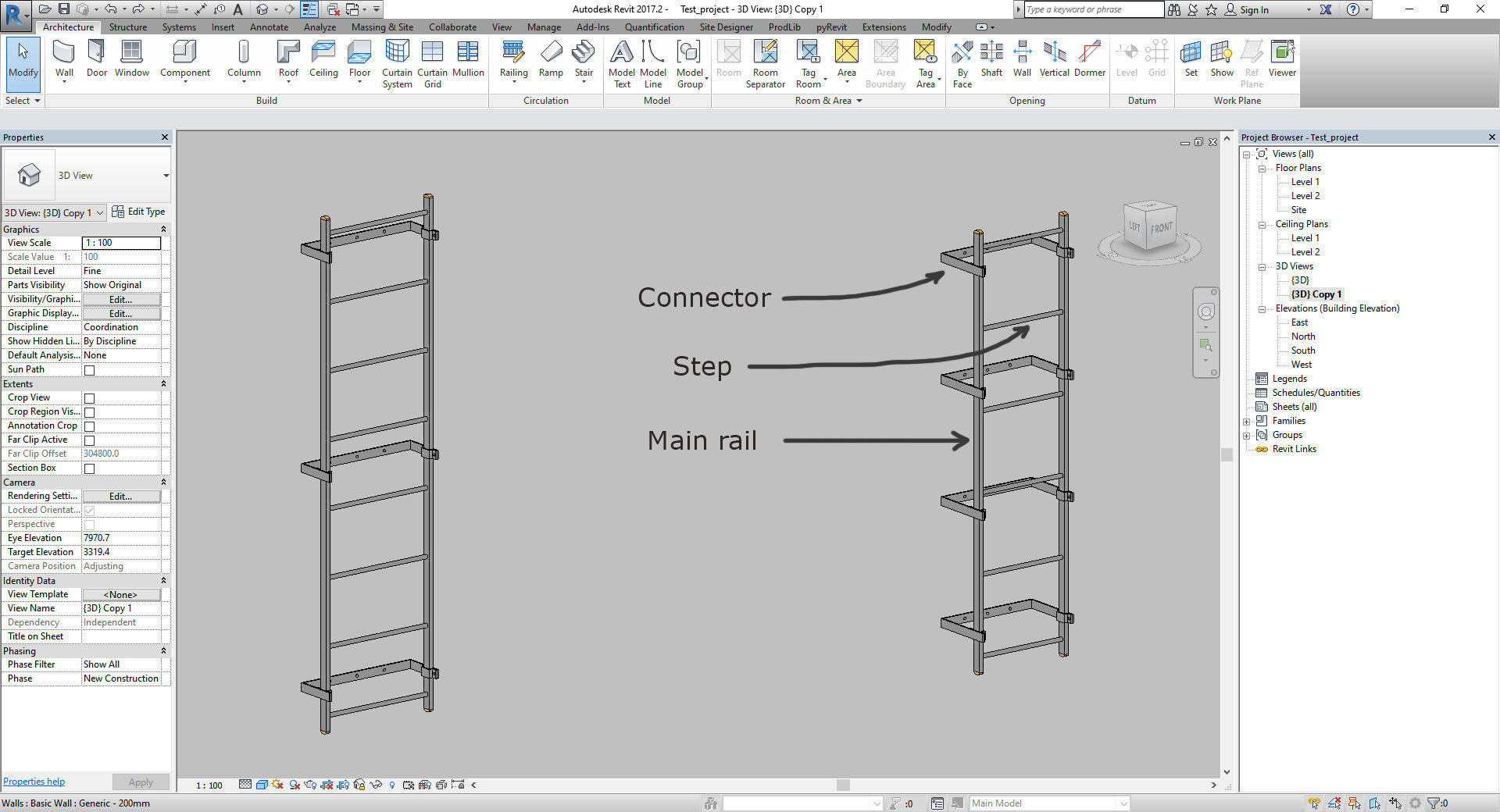 3D model Access Ladder - Parametric Revit family VR / AR / low-poly ...