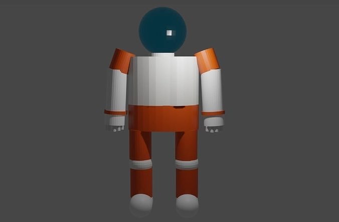 robot-cosmonaut orange and astronaut 3D model | CGTrader