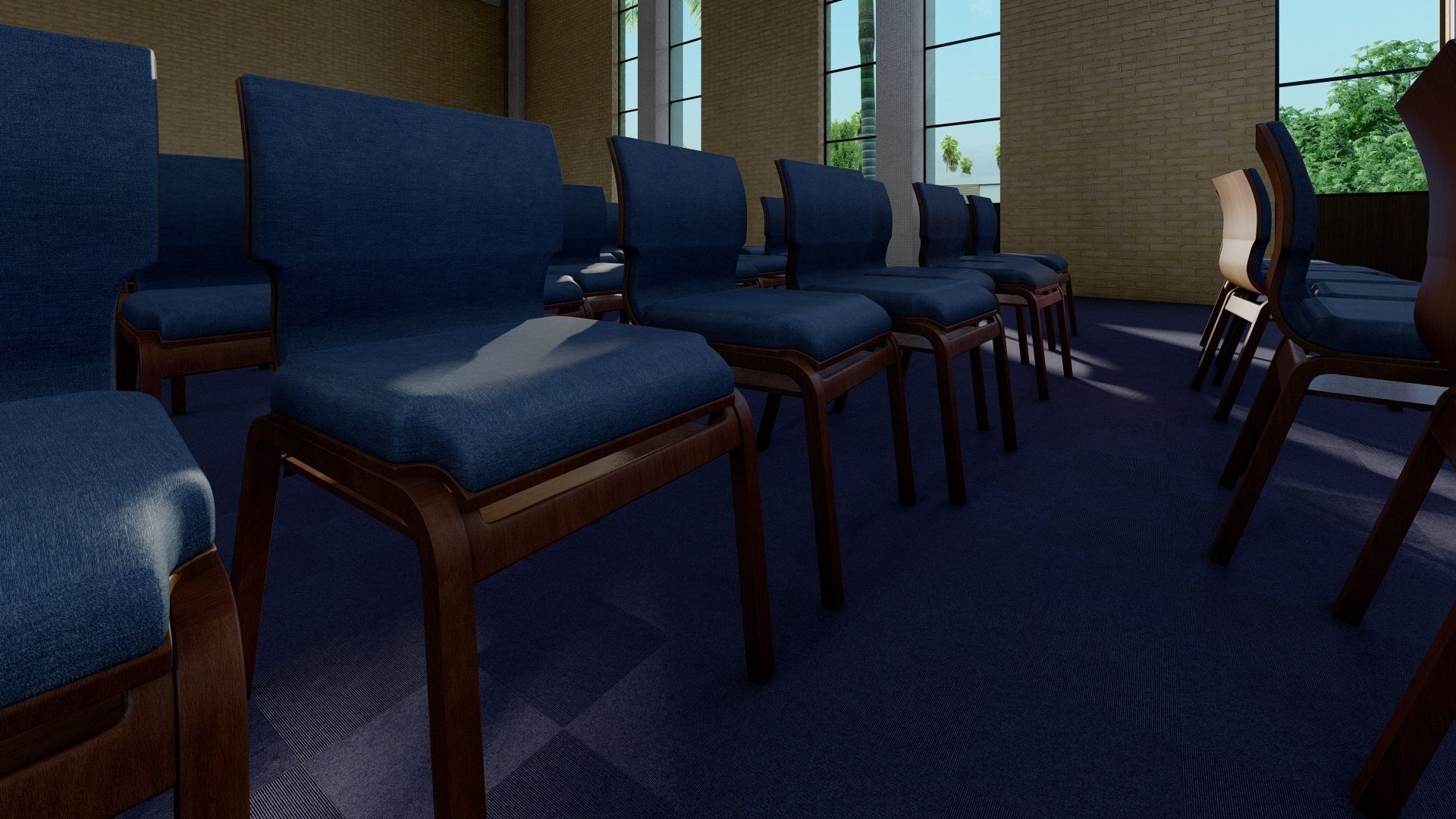 Wooden Audience Chair free 3D model | CGTrader