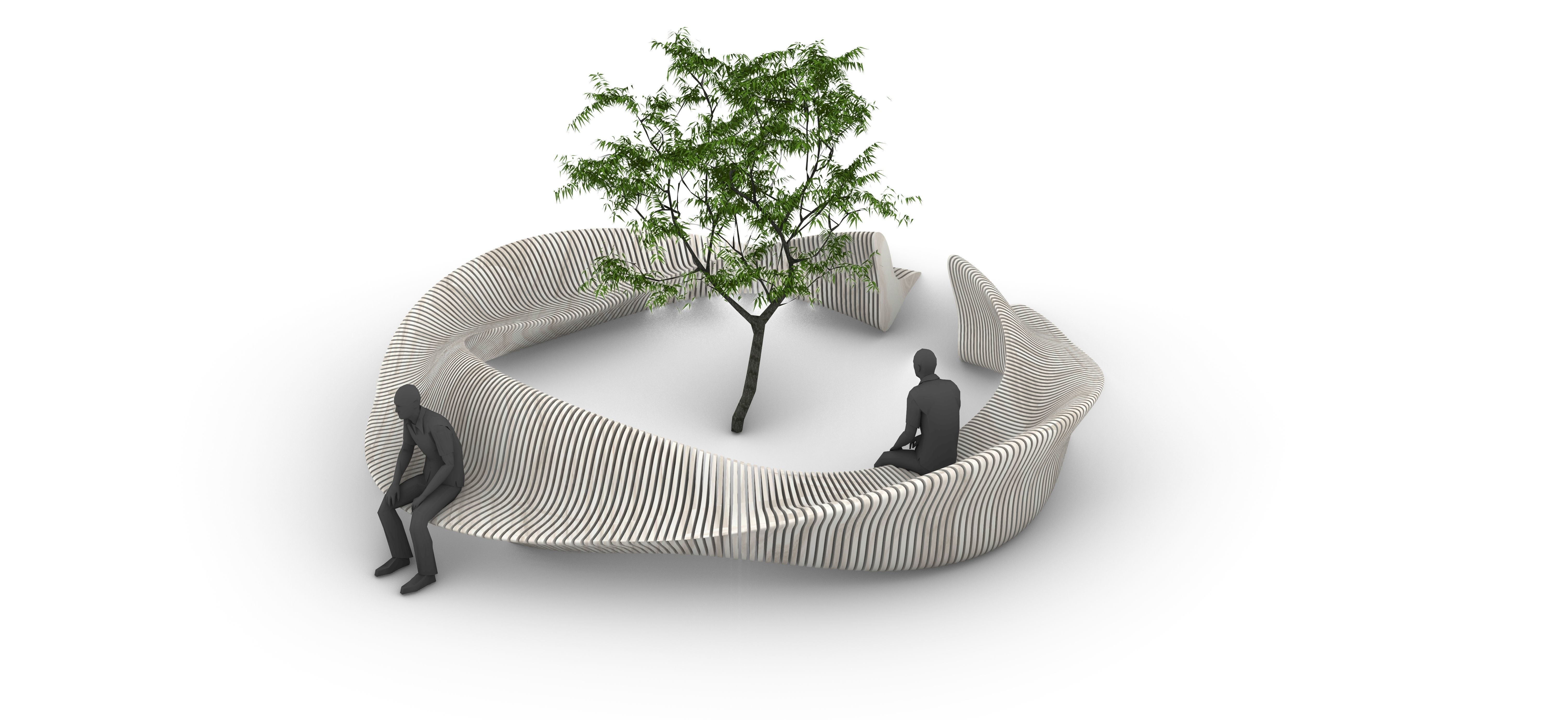 Parametric Tree Bench Seat 3D model | CGTrader