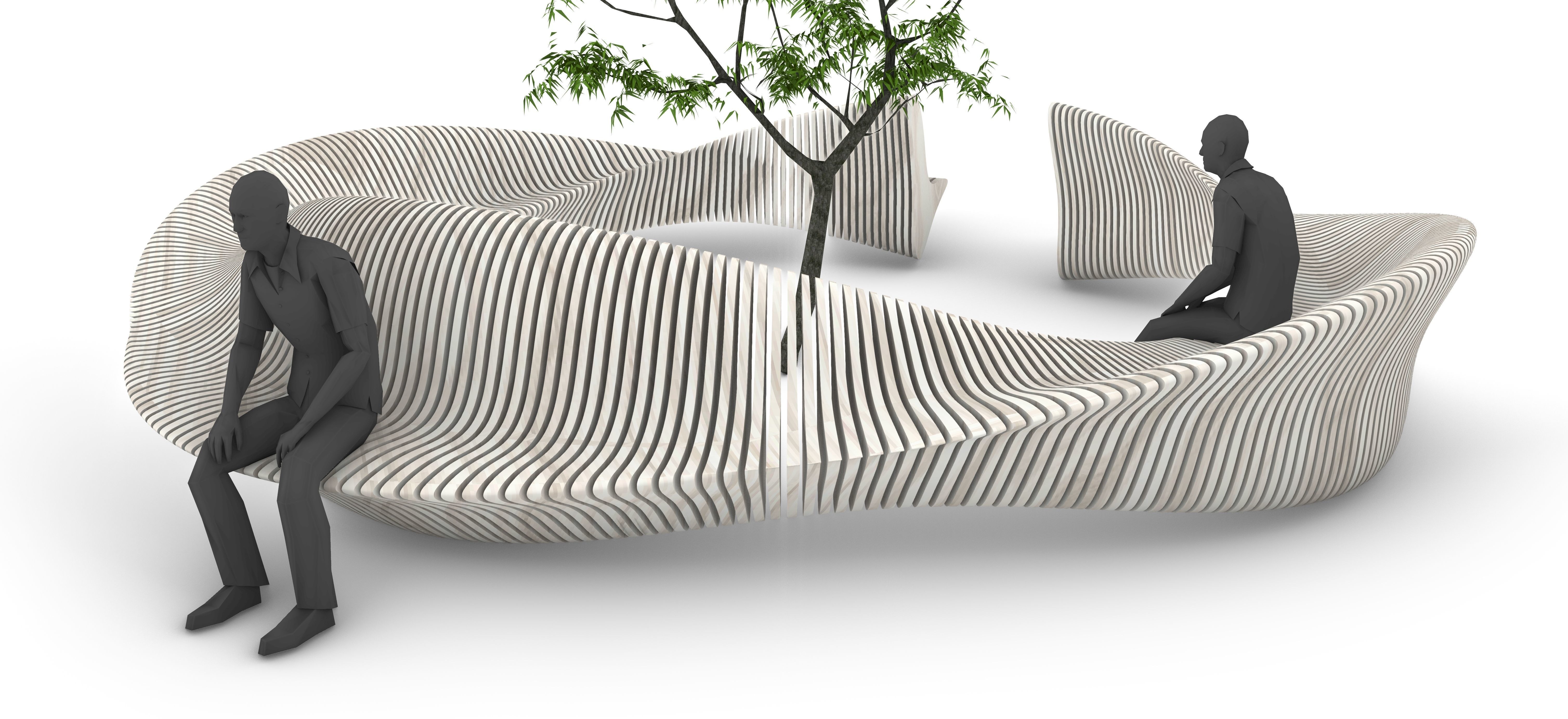 Parametric Tree Bench Seat 3D model | CGTrader