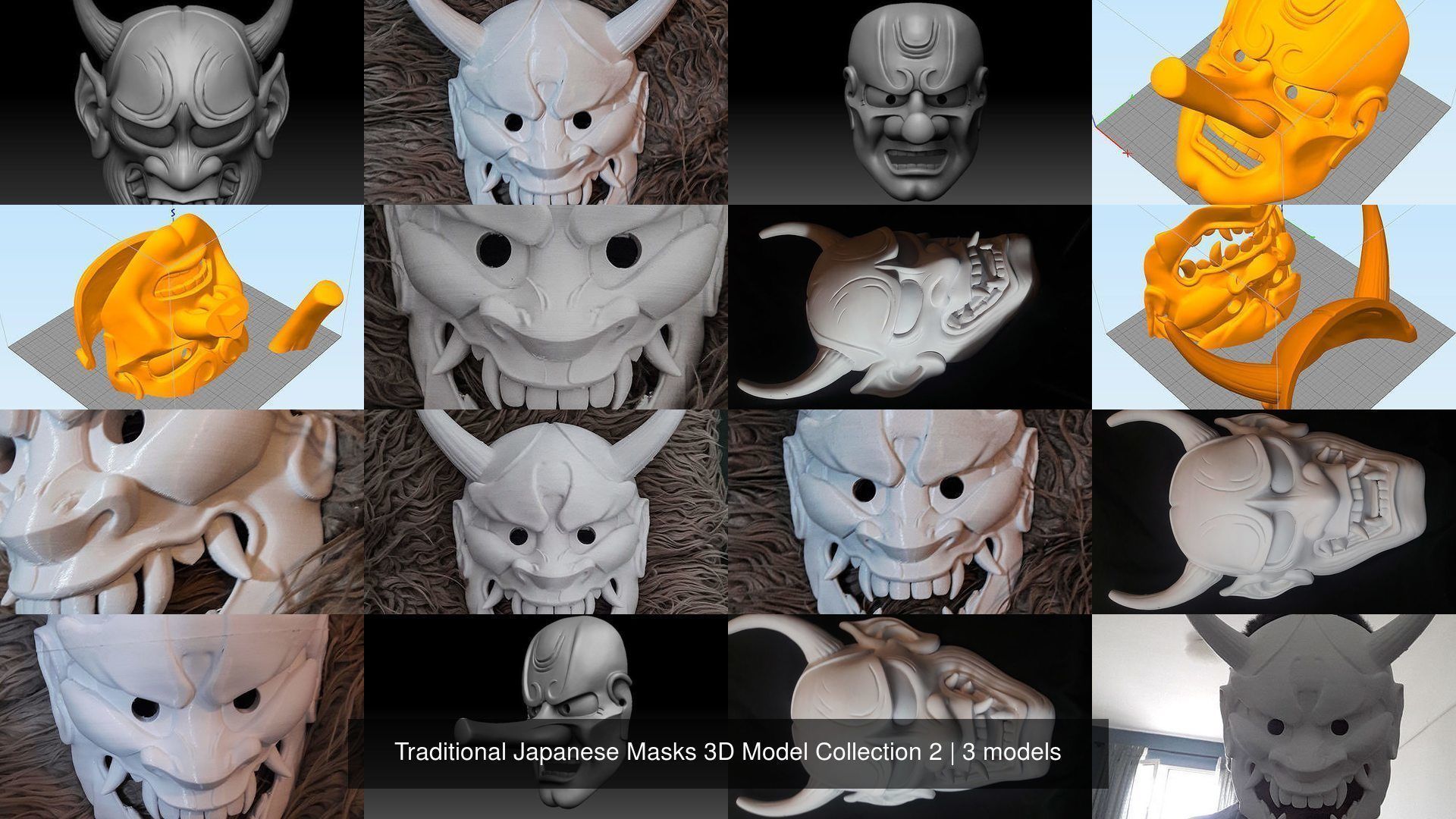 Traditional Japanese Masks 2 3D Model Collection | CGTrader