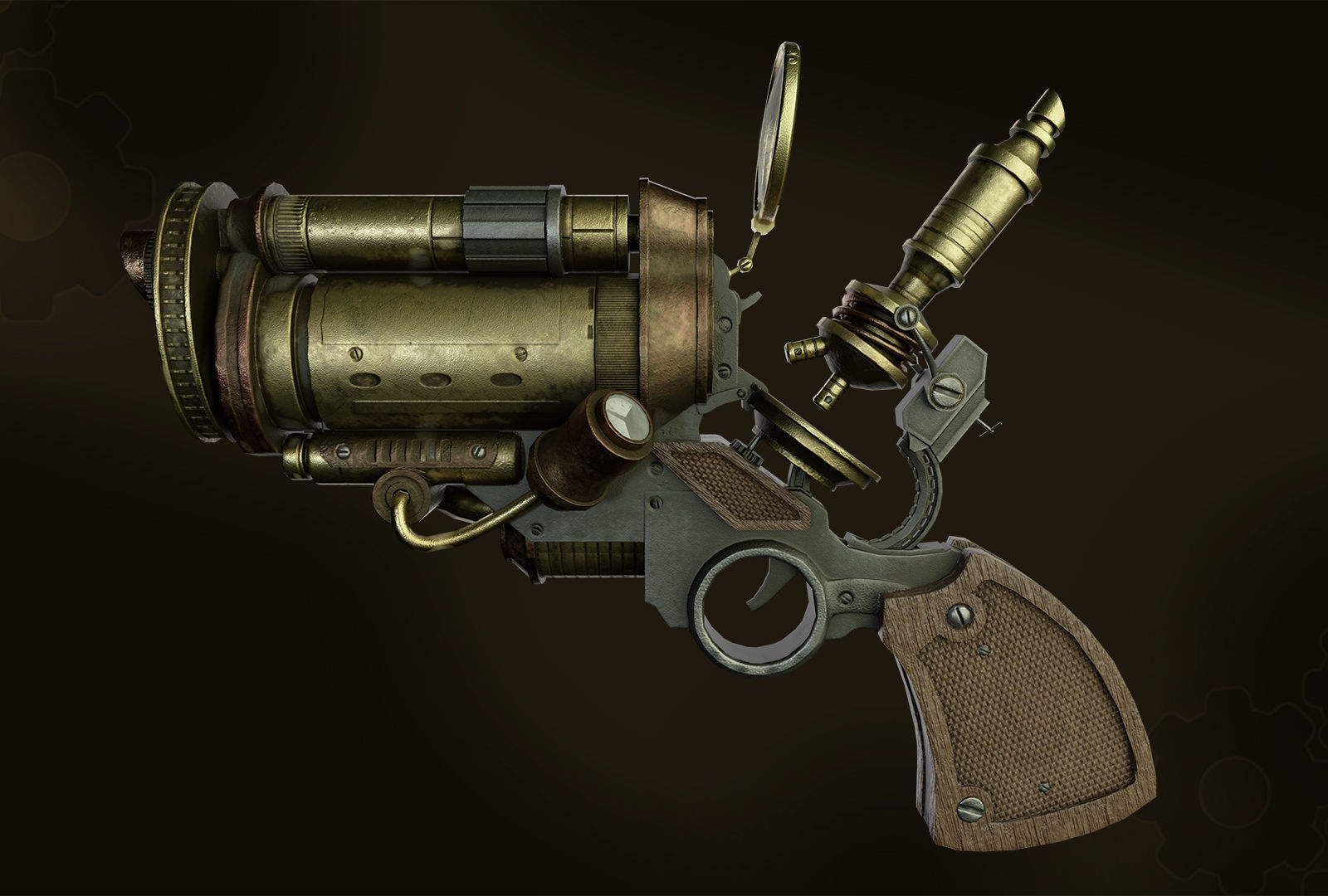 3D model Steampunk gun whith microscope VR / AR / low-poly | CGTrader