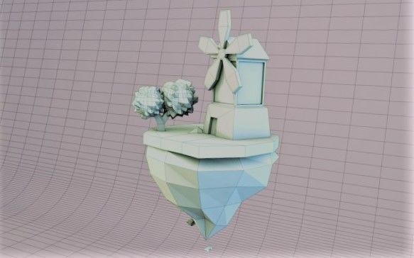 Low poly flying island 3D model | CGTrader