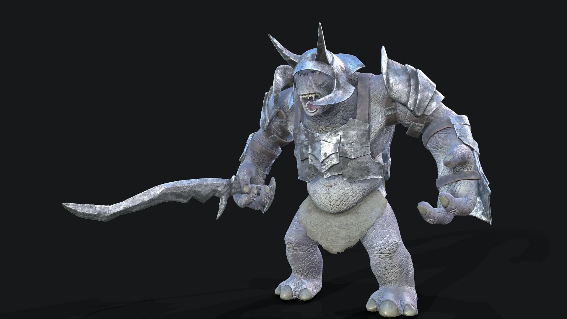 3D model Battle troll low-poly 3D model VR / AR / low-poly rigged ...