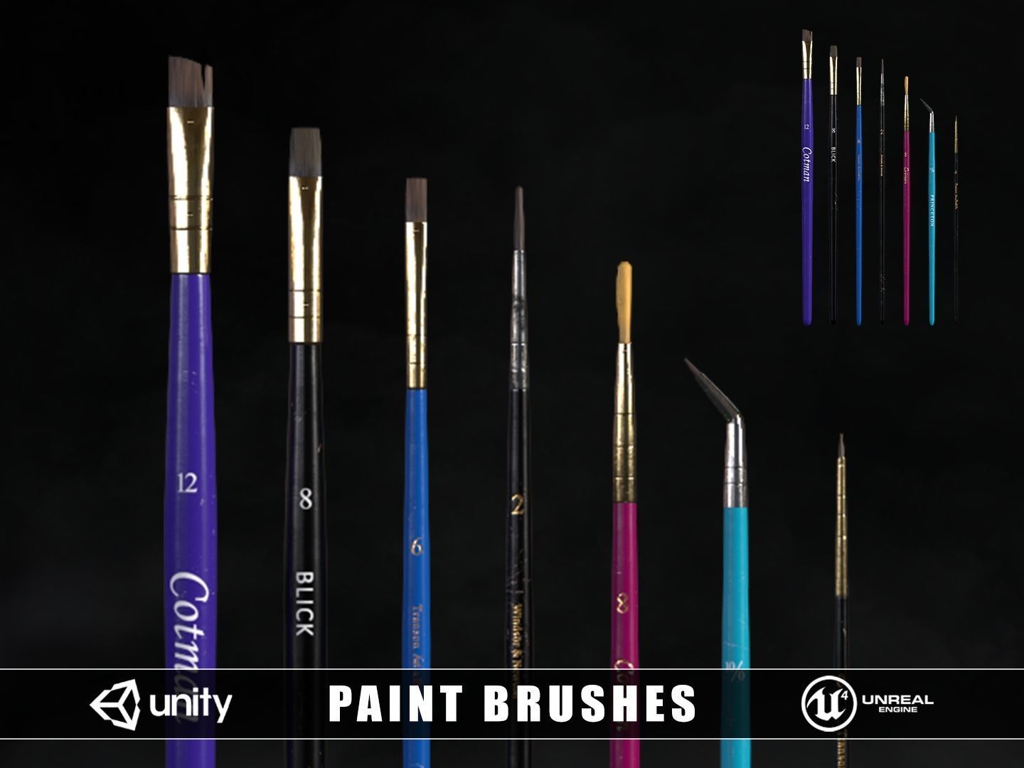 3D model Paint Brushes VR / AR / low-poly | CGTrader