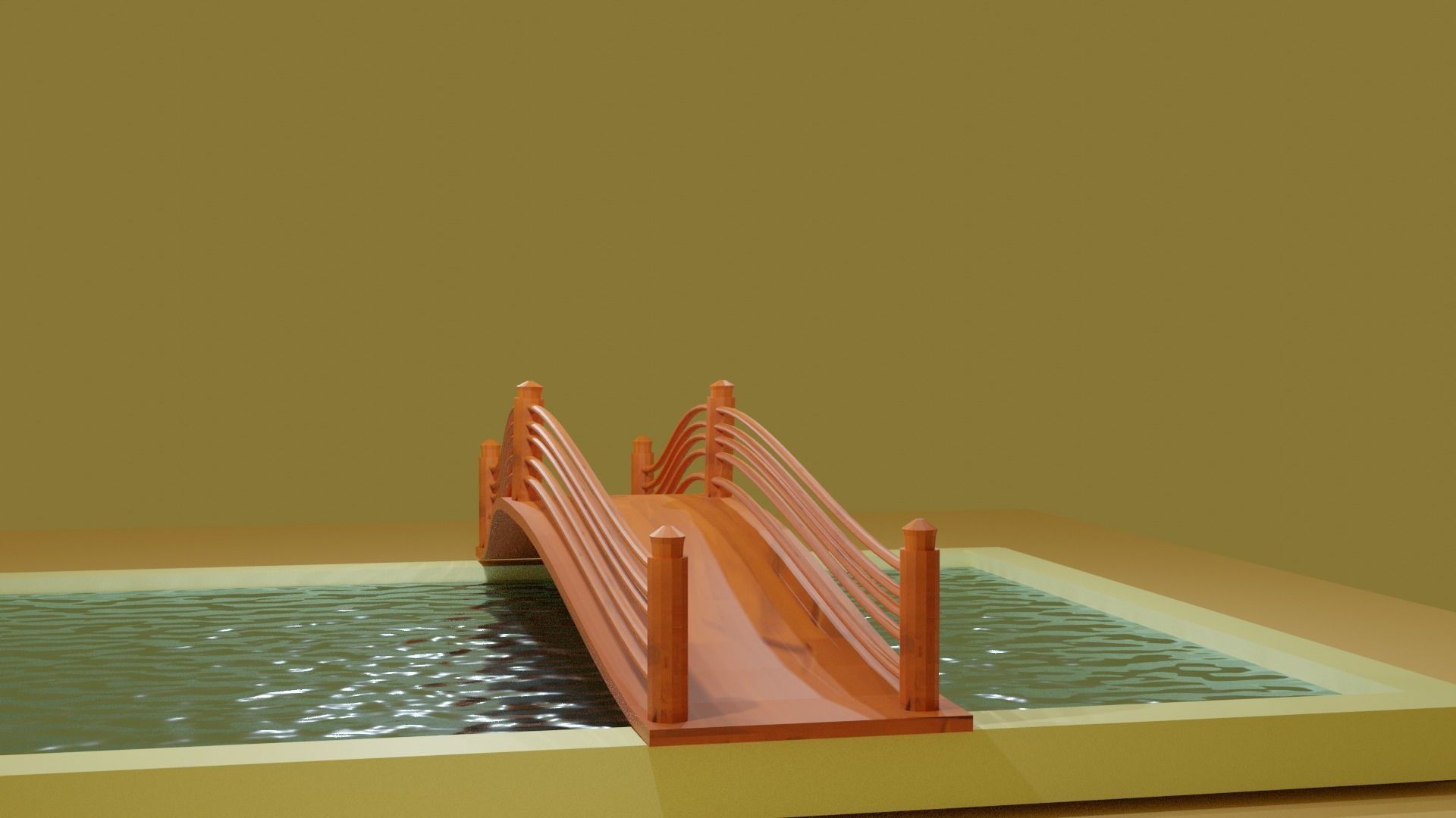 bridge across a pool free 3D model | CGTrader