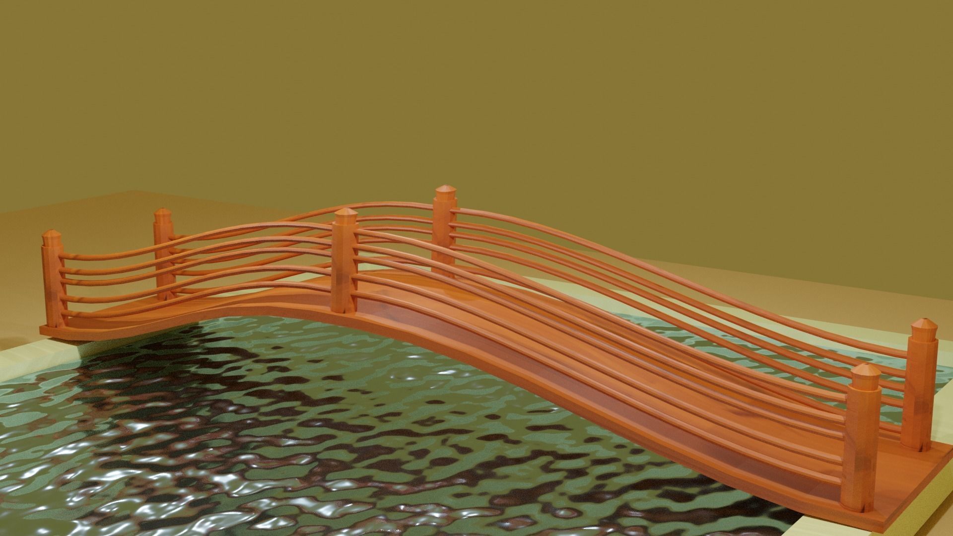 bridge across a pool free 3D model | CGTrader