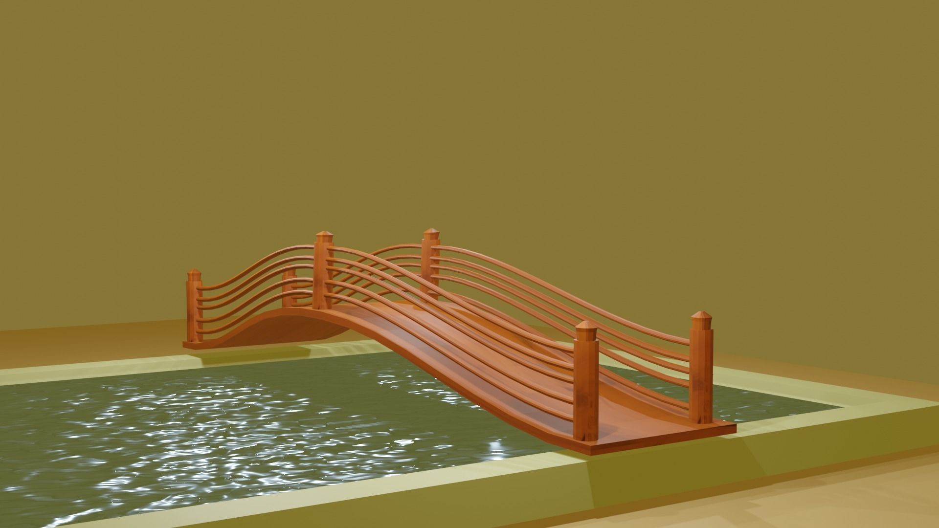 bridge across a pool free 3D model | CGTrader