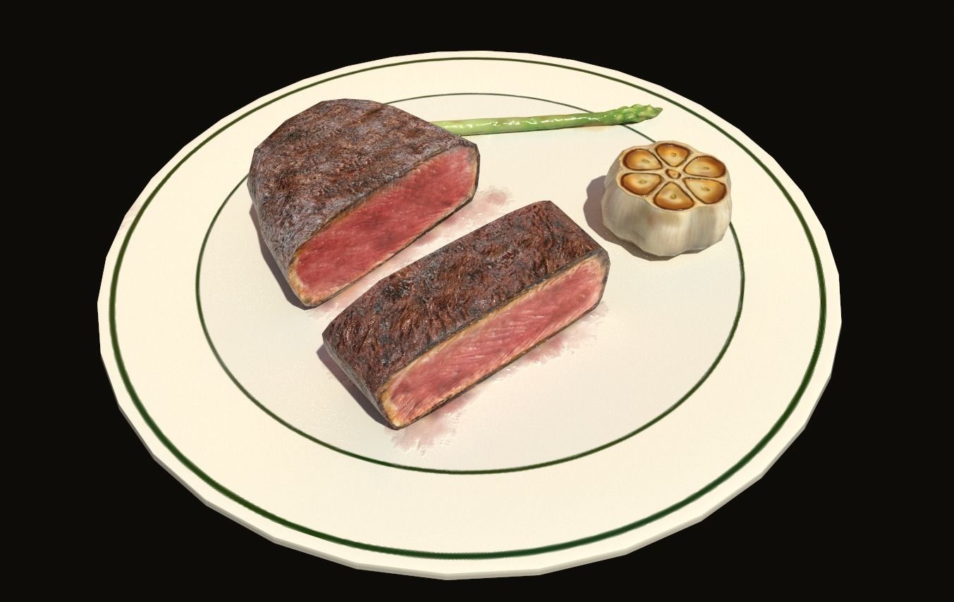 3D model steak piece of on plate VR / AR / low-poly | CGTrader