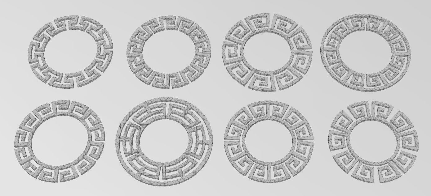 Meandre Greek key pattern circles 3D model 3D printable | CGTrader