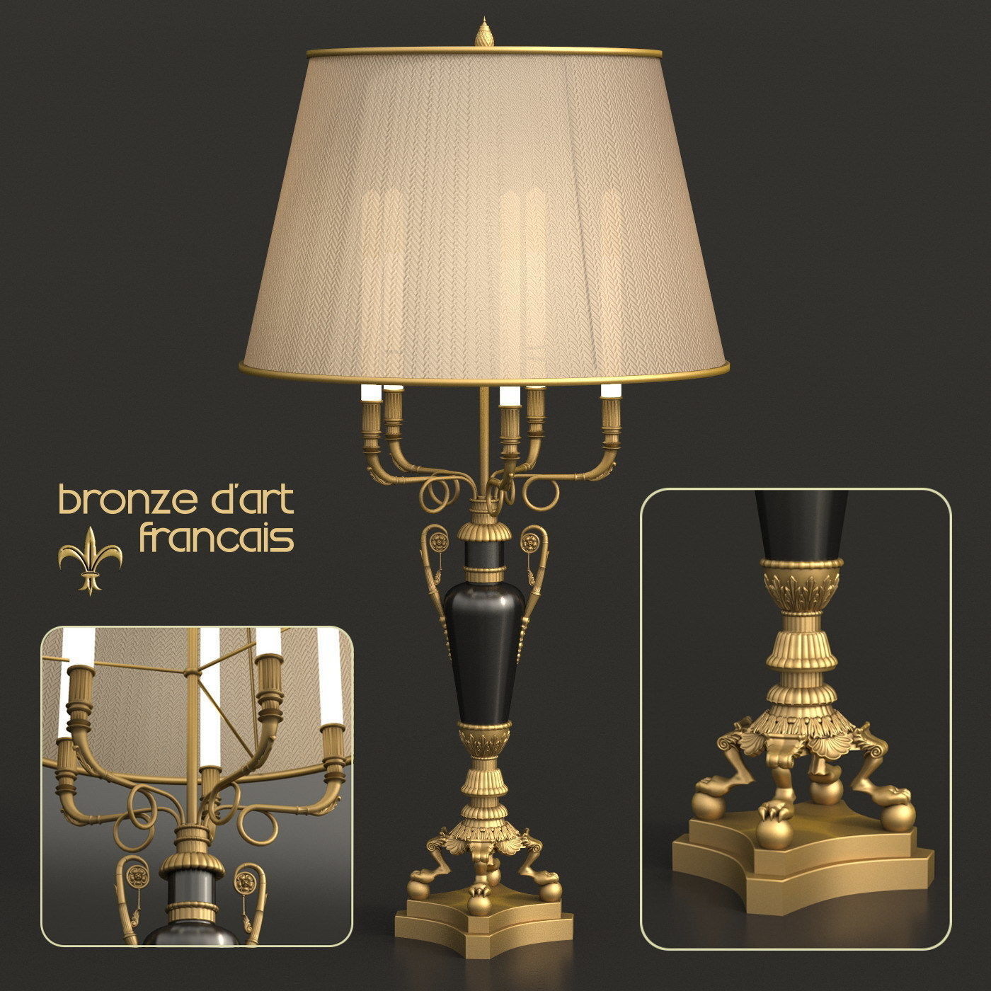 Bronze dArt Lamp set 3D model | CGTrader