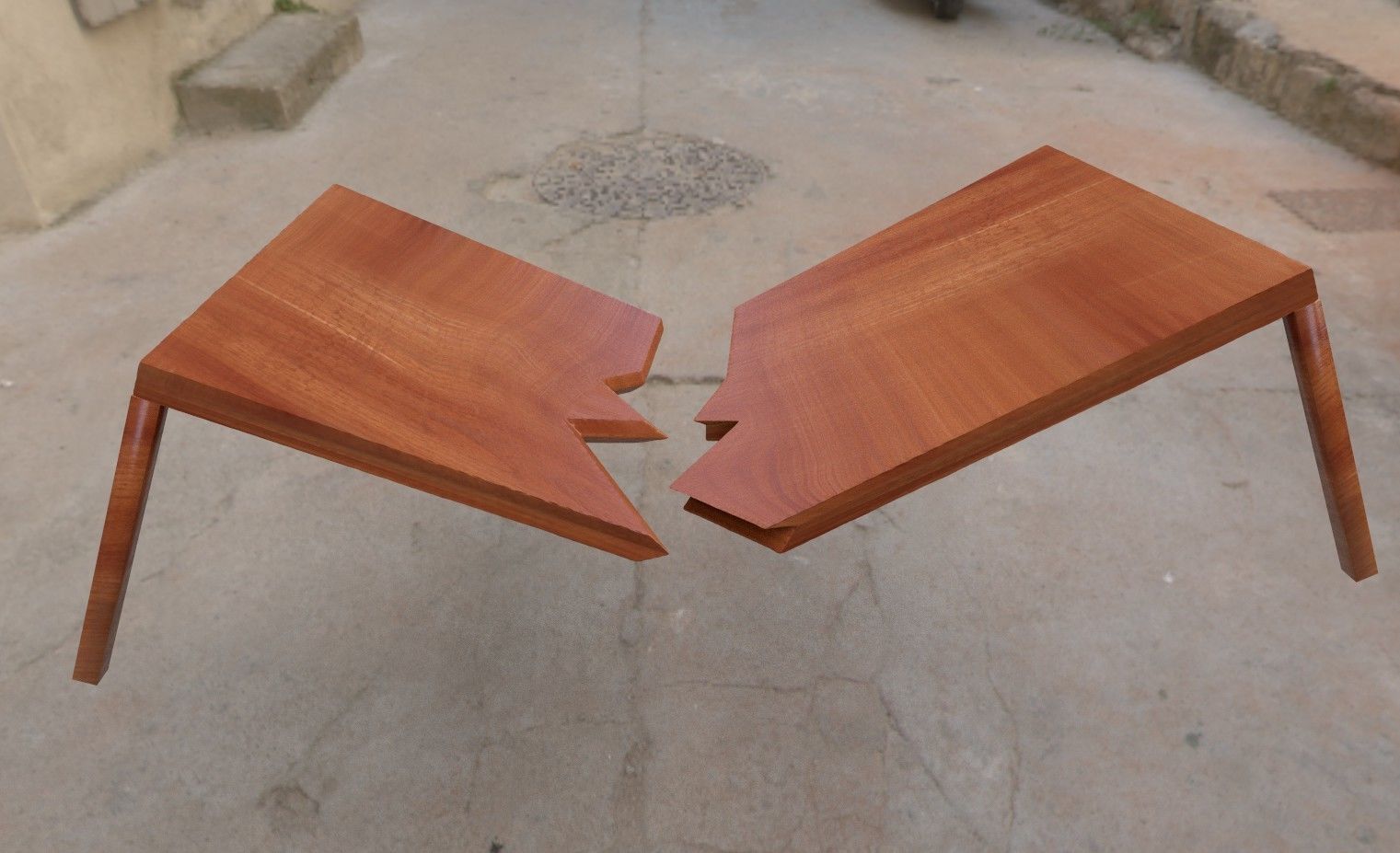 Broken wooden table free 3D model | CGTrader