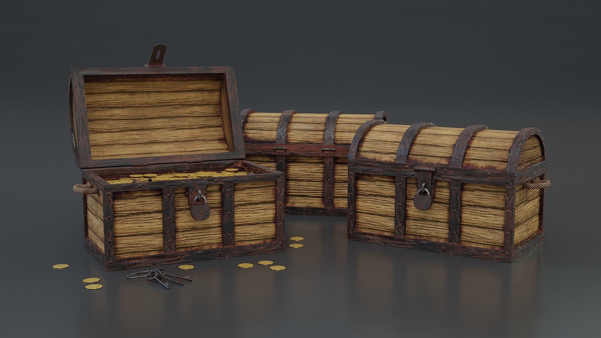 3D model Treasure Chest VR / AR / low-poly MAX OBJ FBX STL BLEND