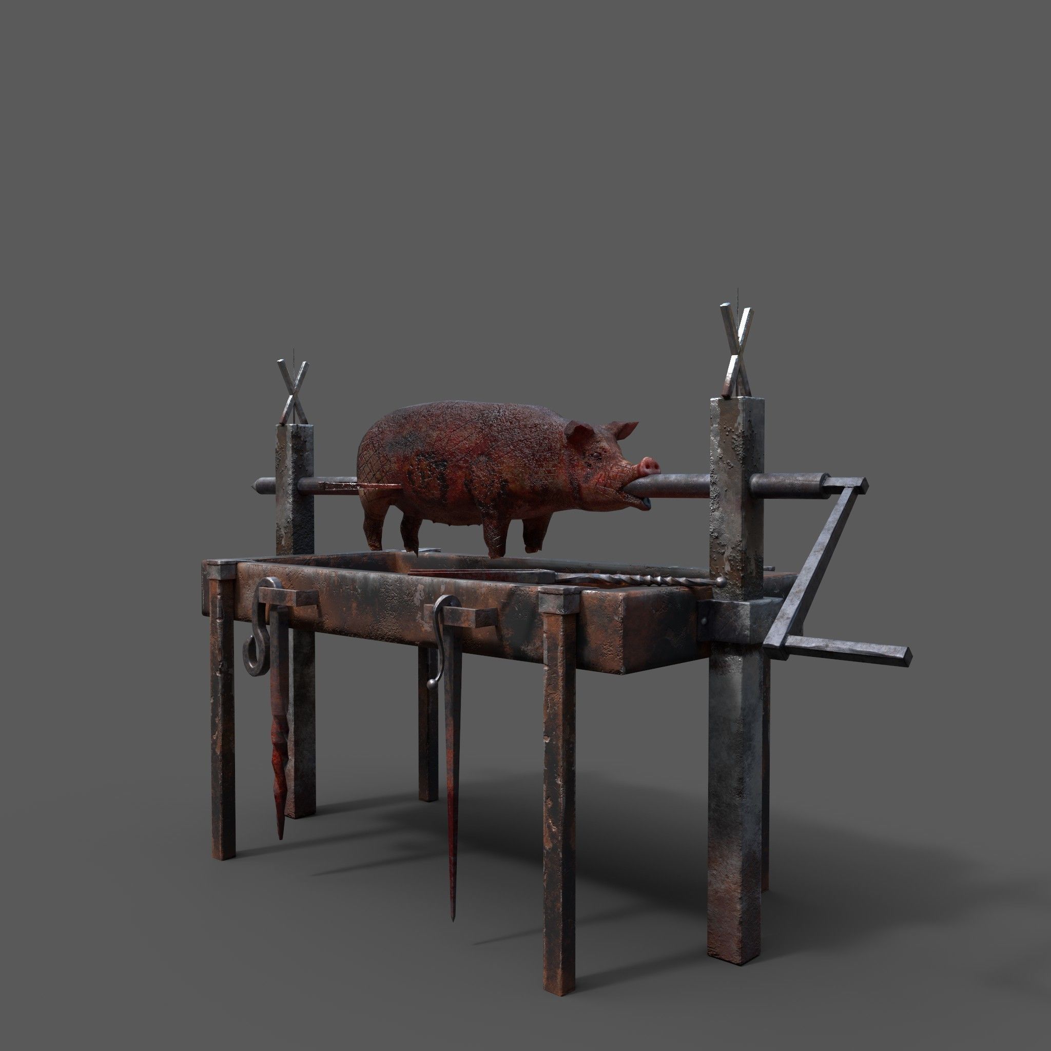 3D model Fire Pit and Pig Roast VR / AR / low-poly | CGTrader