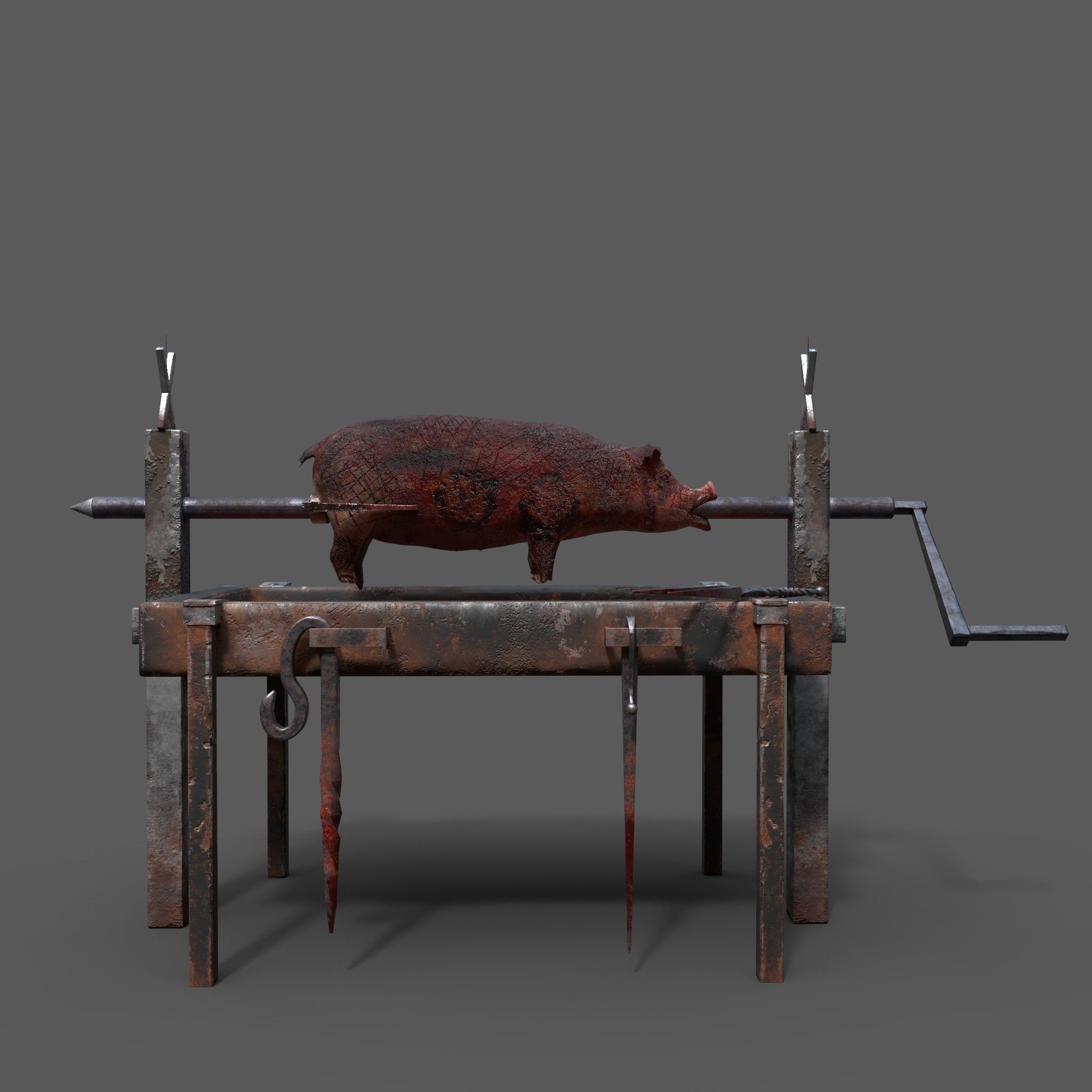 3D model Fire Pit and Pig Roast VR / AR / low-poly | CGTrader
