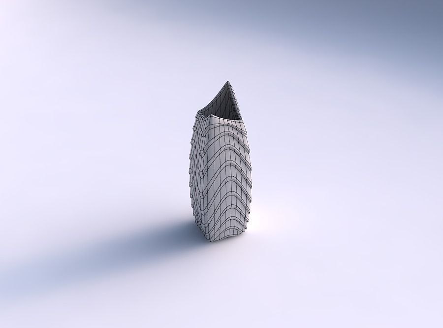 Vase double arc rectangle with horizontal wavy inverted layers 3D model ...