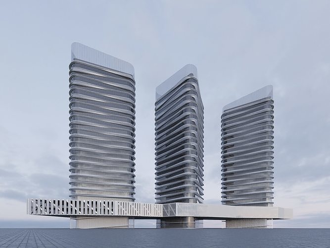 mixed use modern building 3D model | CGTrader